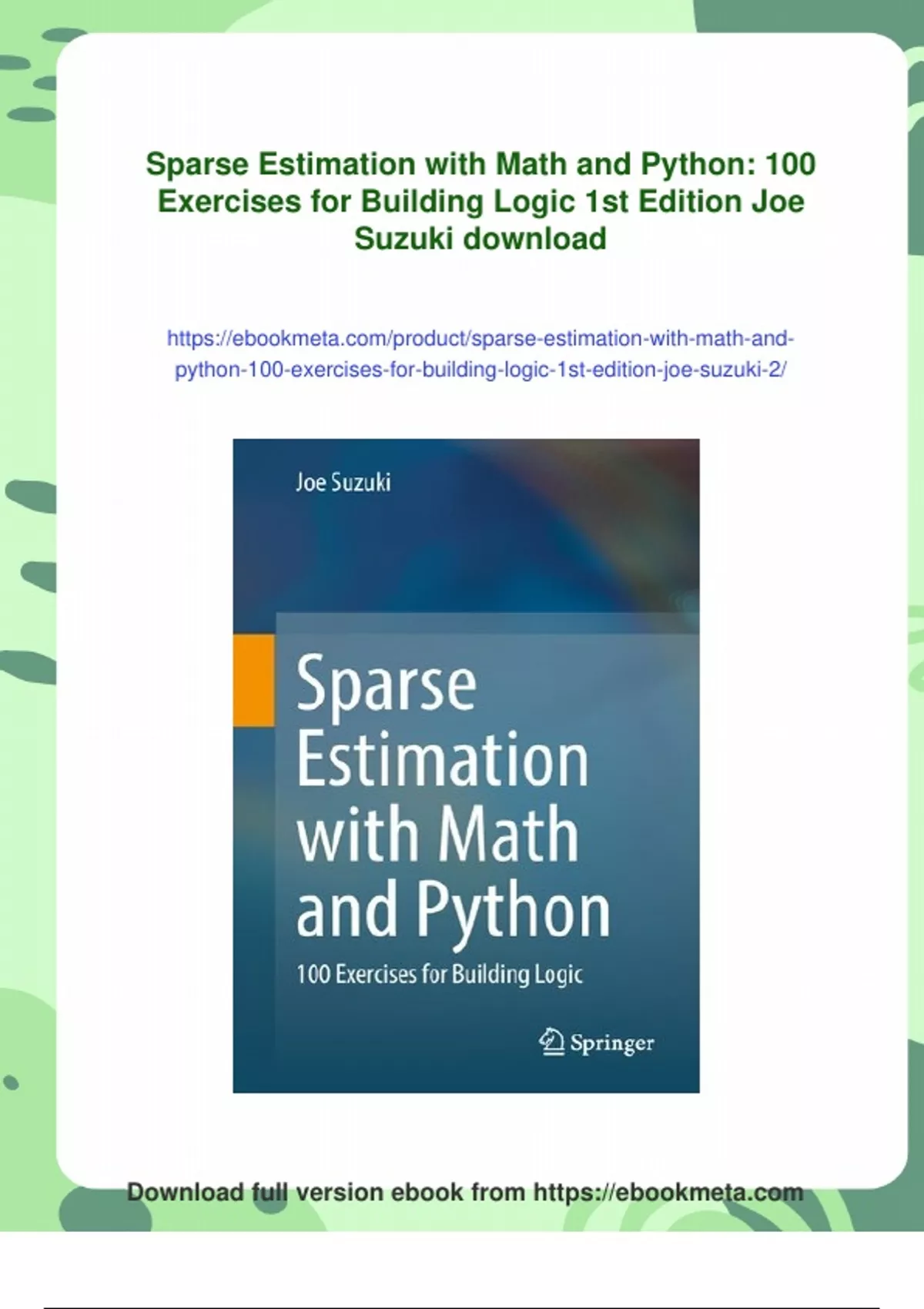 Summary Sparse Estimation with Math and Python: 100 Exercises for Building Logic 1st Edition Joe ...
