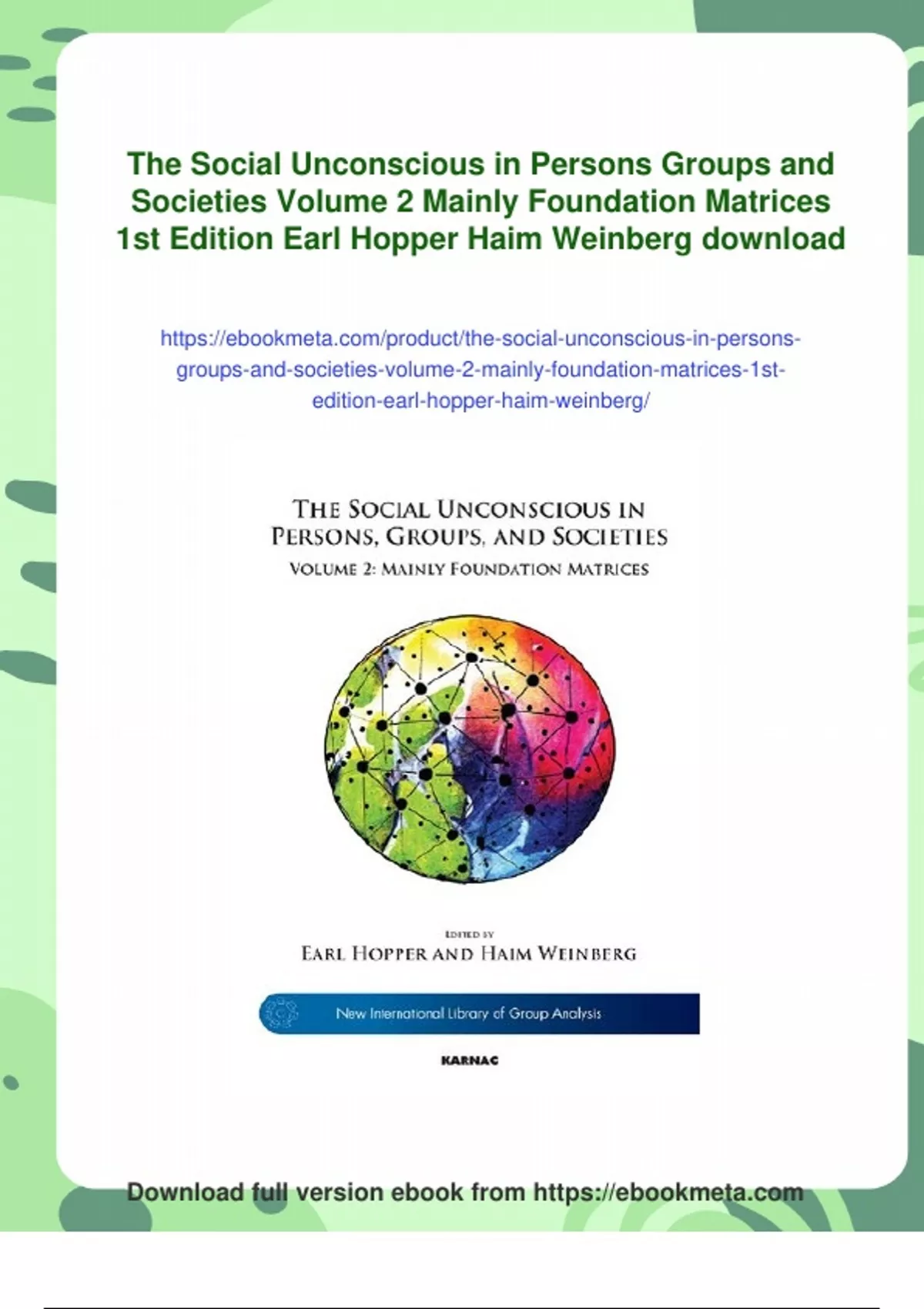 Summary The Social Unconscious in Persons Groups and Societies Volume 2 Mainly Foundation ...