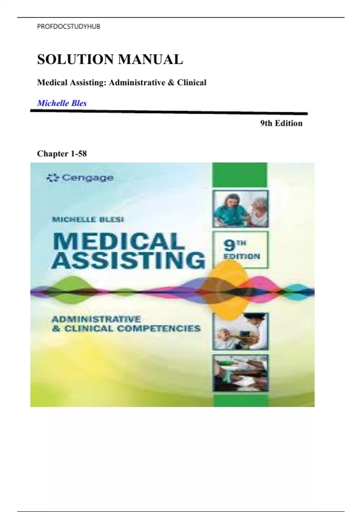 Solution Manual for Medical Assisting: Administrative & Clinical Competencies 9th Edition by ...