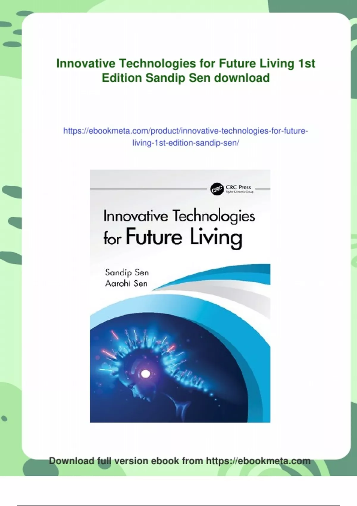 Summary Innovative Technologies for Future Living 1st Edition Sandip ...