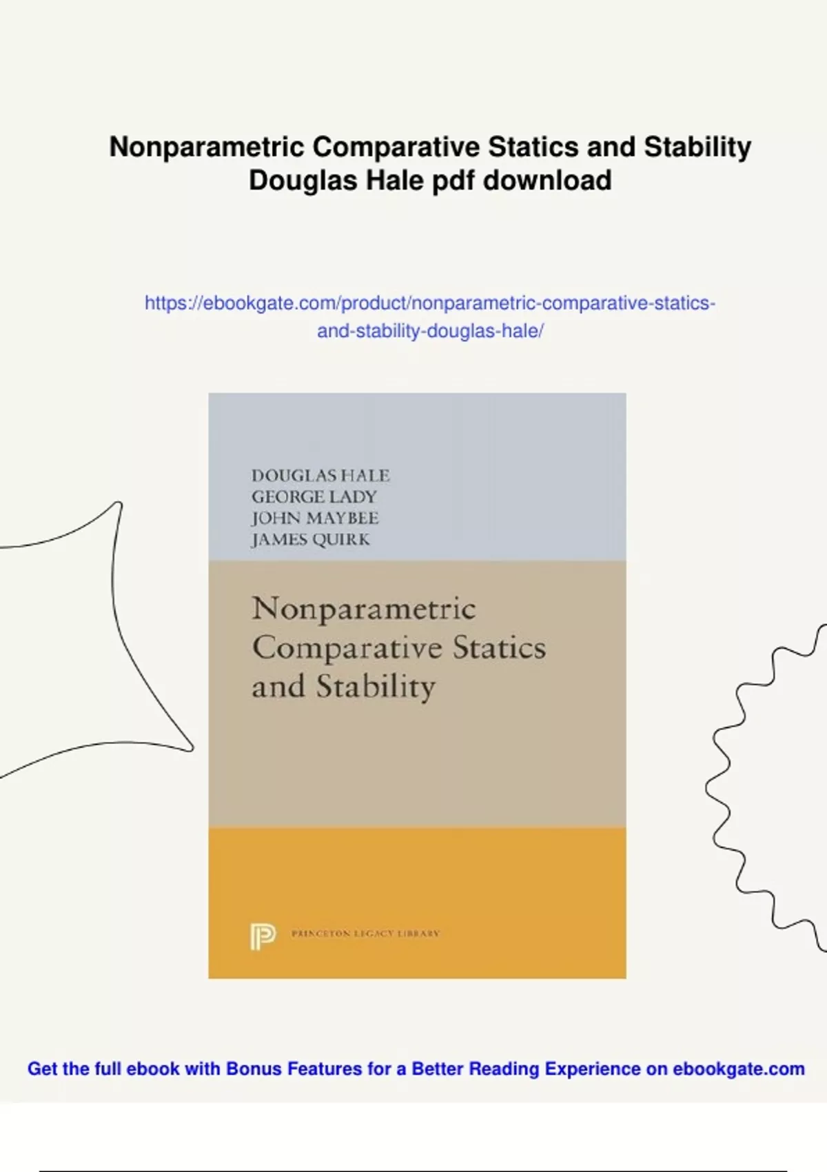 Summary Nonparametric Comparative Statics and Stability Douglas Hale - Instant Download ...