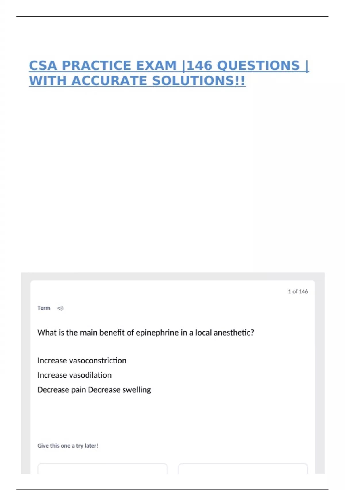 CSA PRACTICE EXAM |146 QUESTIONS | WITH ACCURATE SOLUTIONS!! - CSA ...