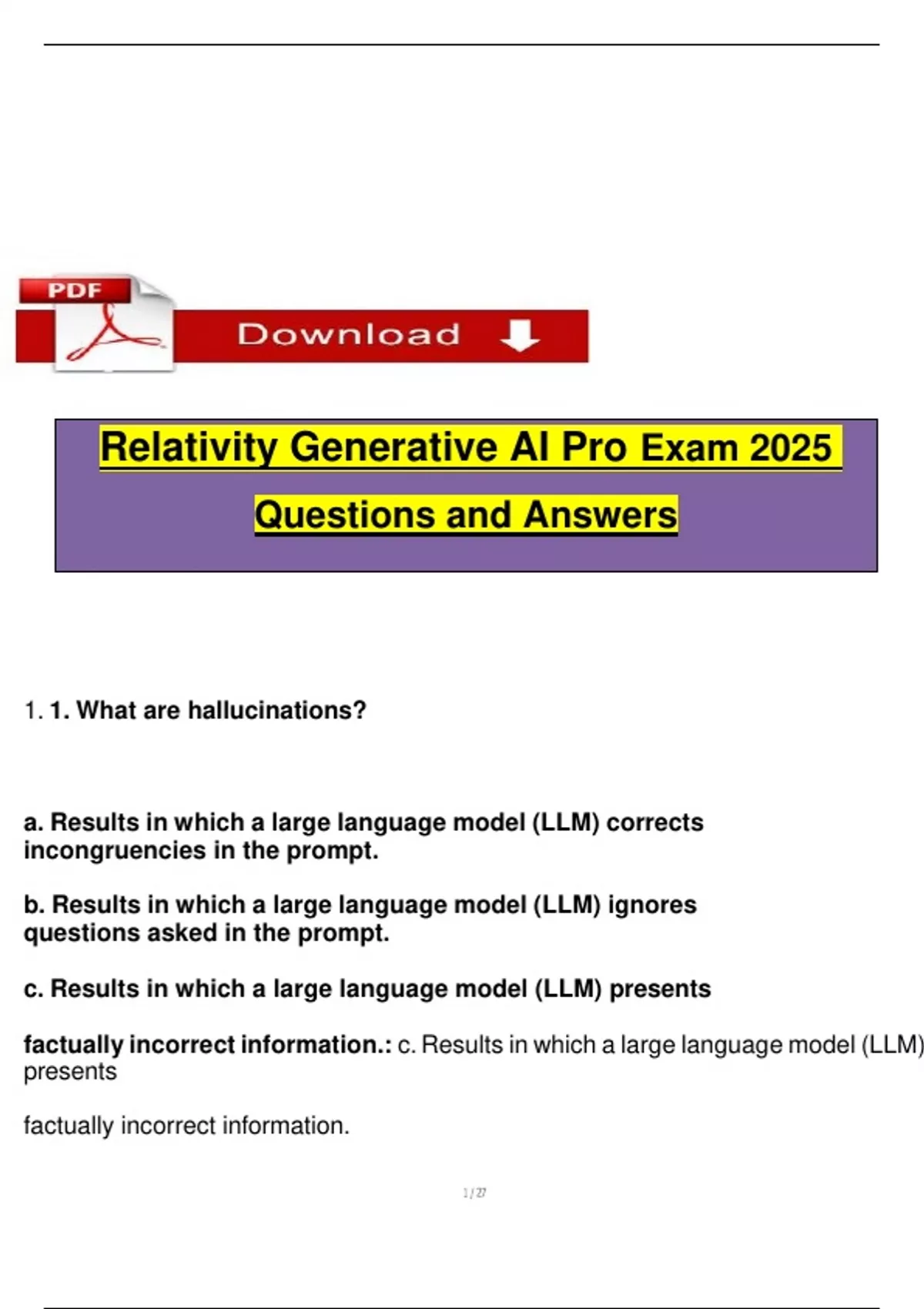 Relativity Generative AI Pro Exam 2025 Questions and Answers - Relativity - Stuvia US