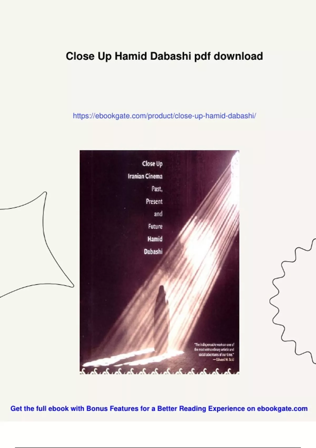 Summary Close Up Hamid Dabashi - Digital Download - Ebookname - Stuvia US