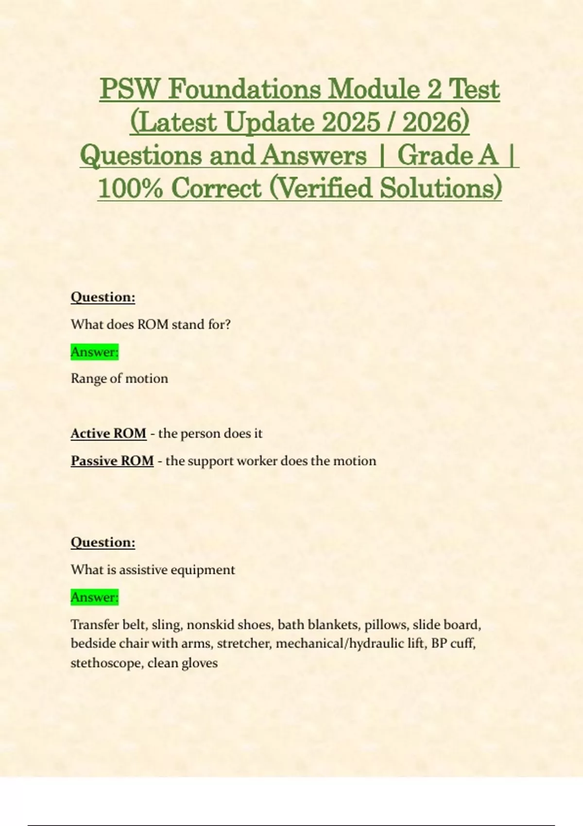 PSW Foundations Module 2 Test (Latest Update 2025 / 2026) Questions and ...