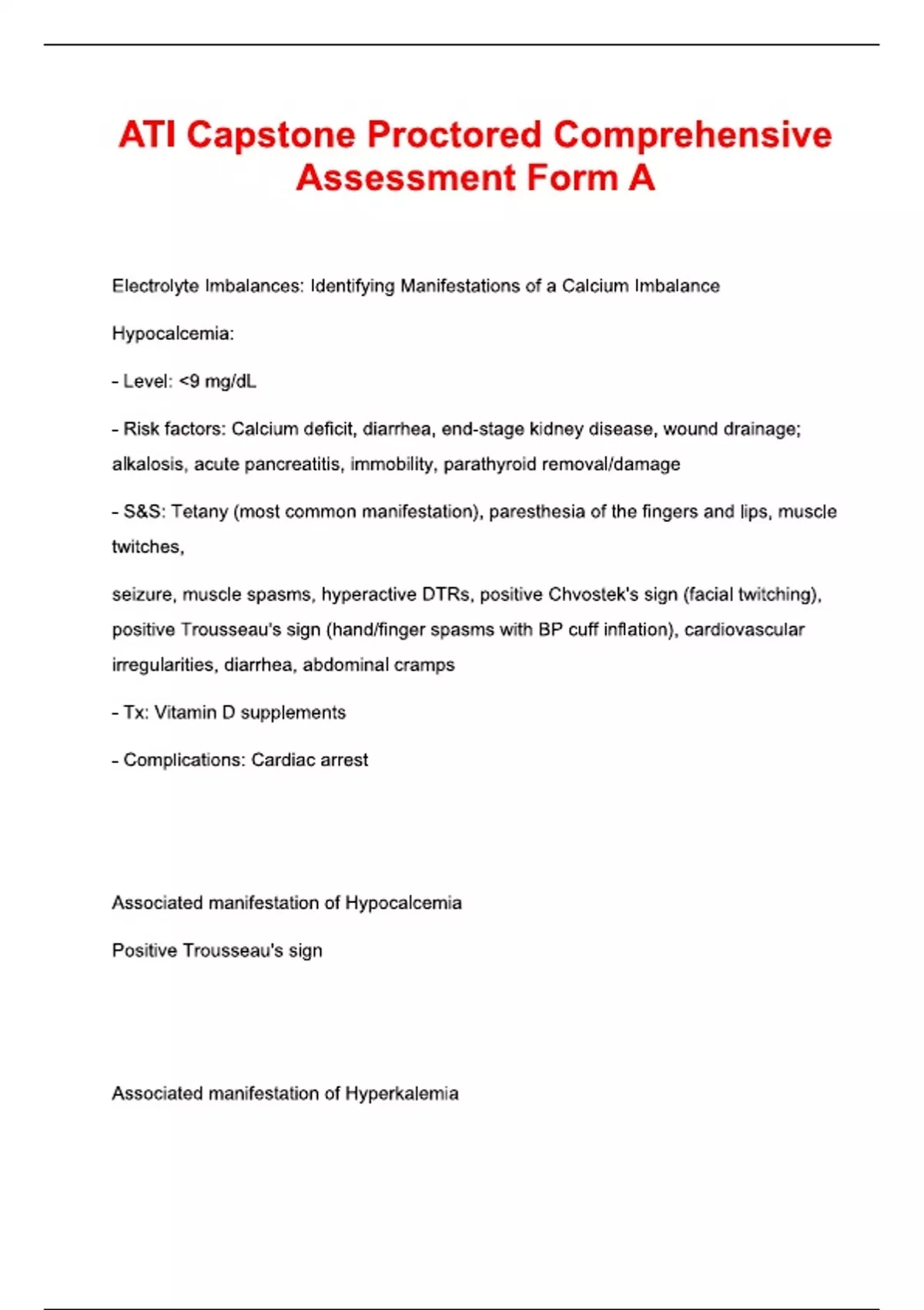 ATI Capstone Proctored Comprehensive Assessment Form A questions and ...