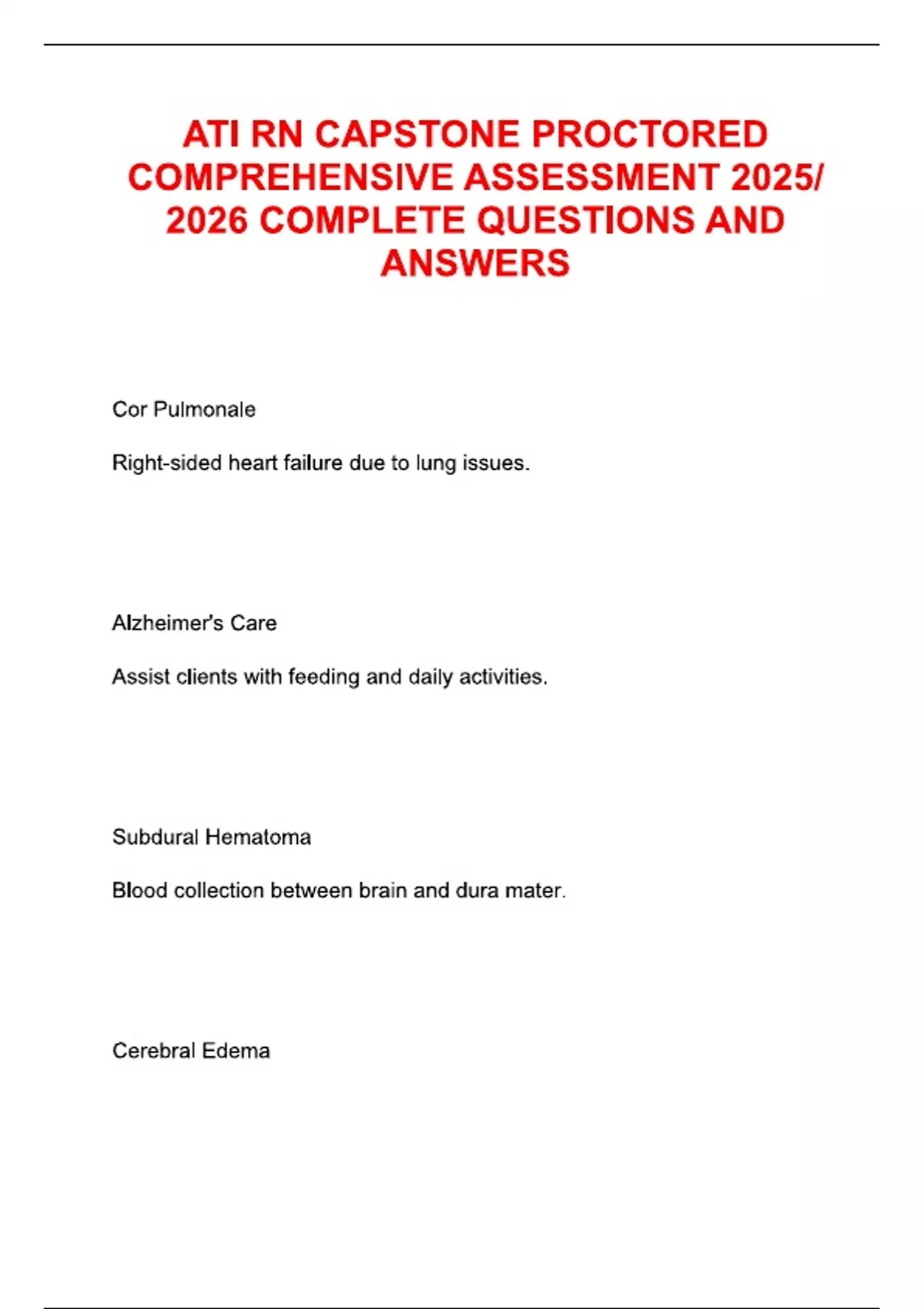 ATI RN CAPSTONE PROCTORED COMPREHENSIVE ASSESSMENT COMPLETE QUESTIONS ...