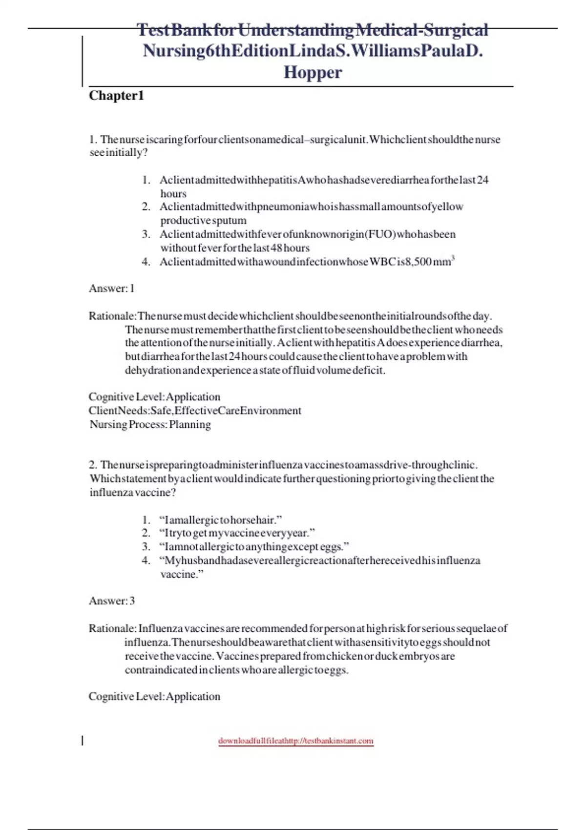 Test Bank for Understanding Medical-Surgical Nursing 6th Edition Linda ...