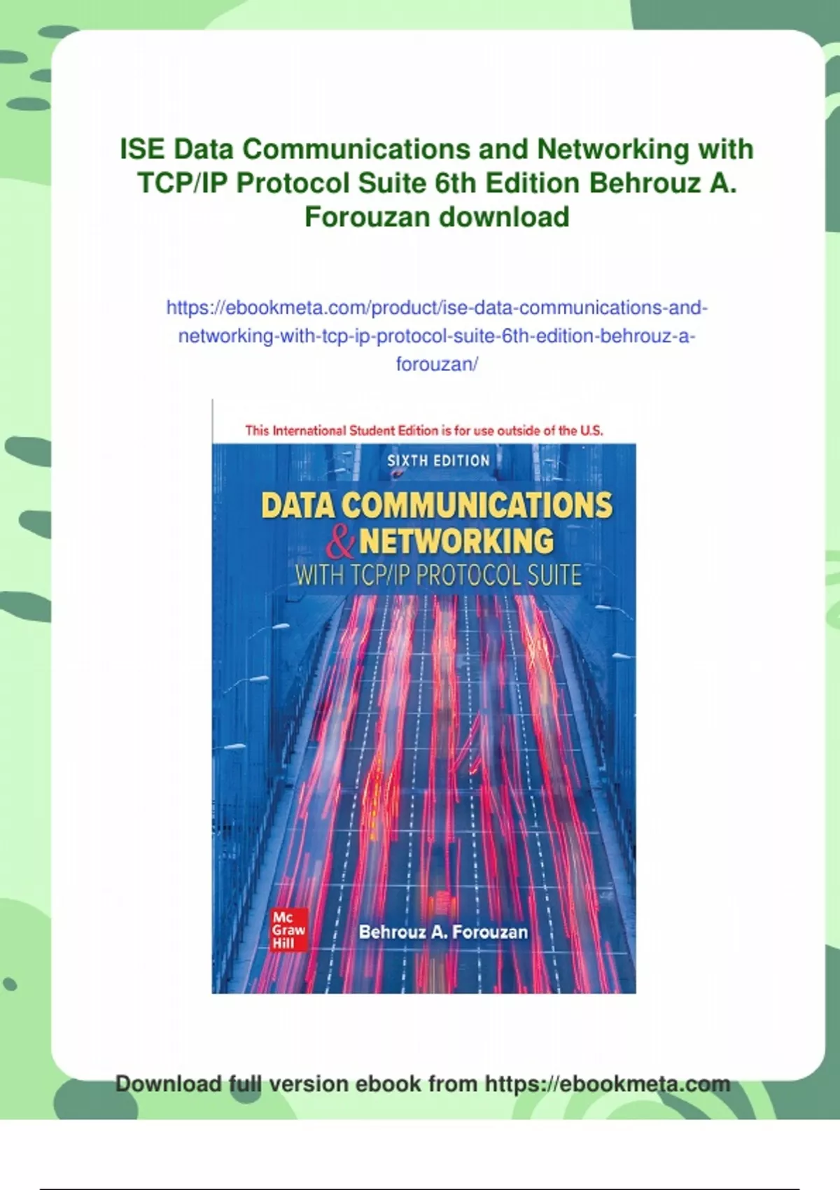 Summary ISE Data Communications and Networking with TCP/IP Protocol ...