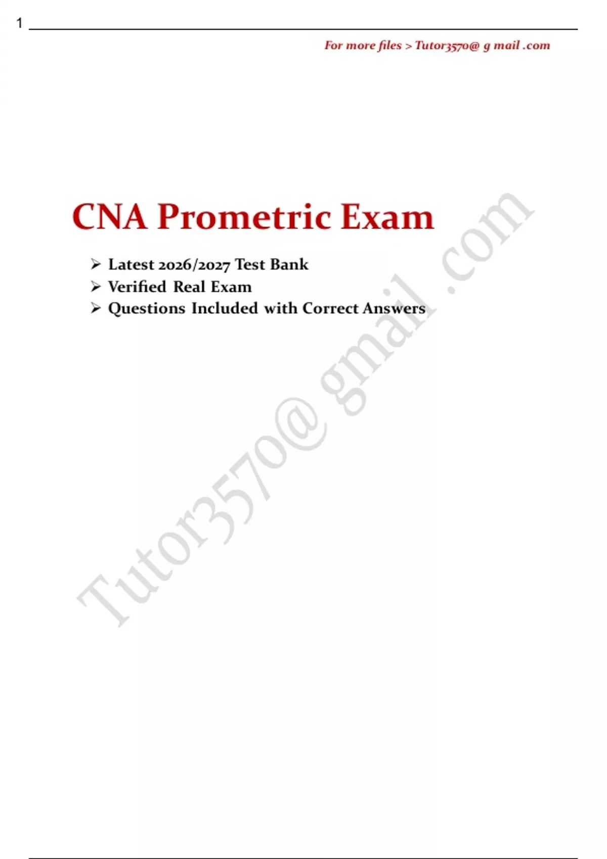 Certified Nursing Assistant (CNA) Prometric Exam – Test Bank 2025 ...