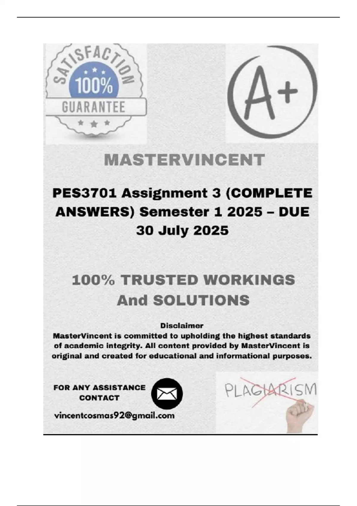 PES3701 Assignment 3 (COMPLETE ANSWERS) Semester 1 2025 – DUE 30 July ...
