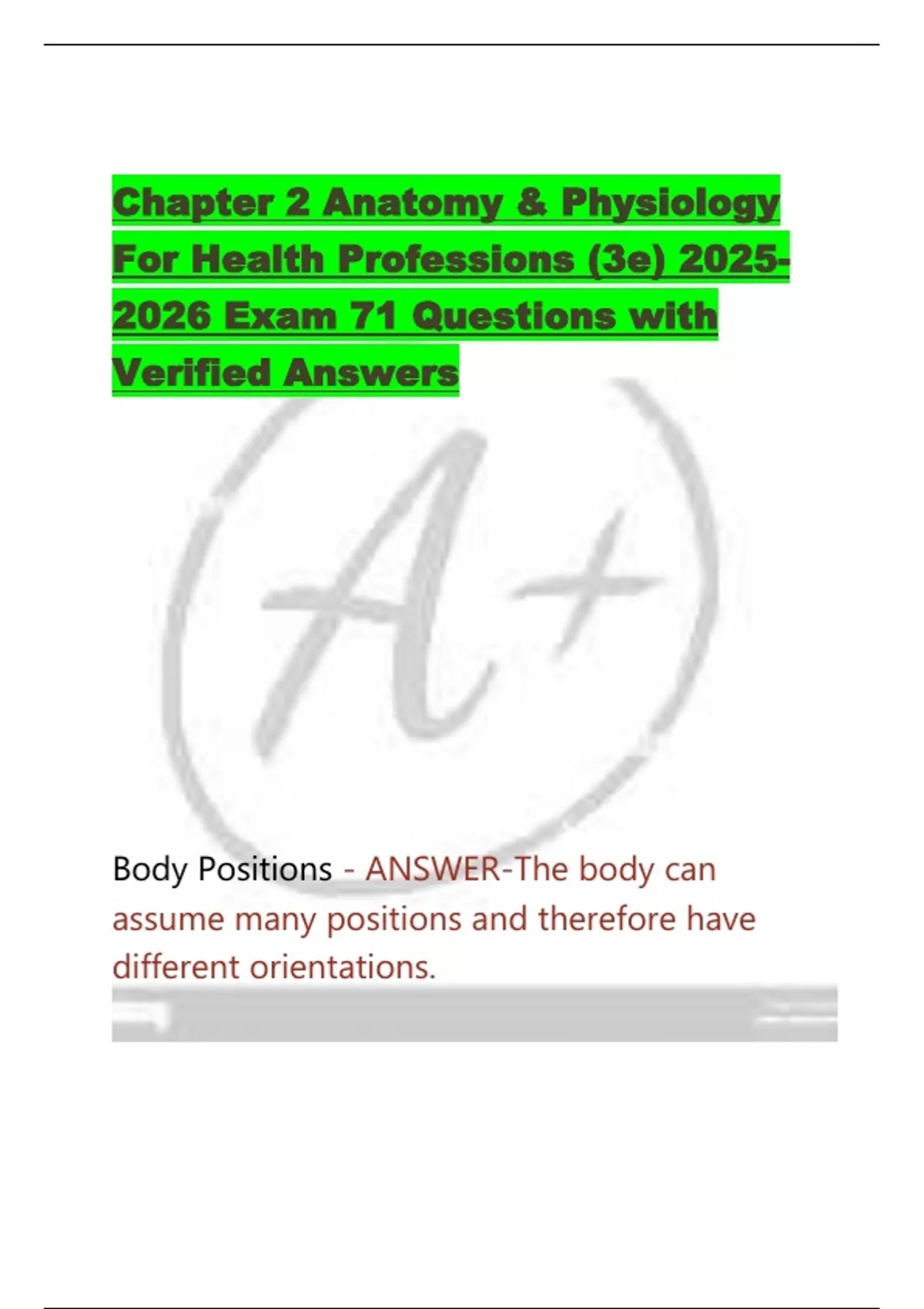 Chapter 2 Anatomy & Physiology For Health Professions (3e) Exam 71 ...