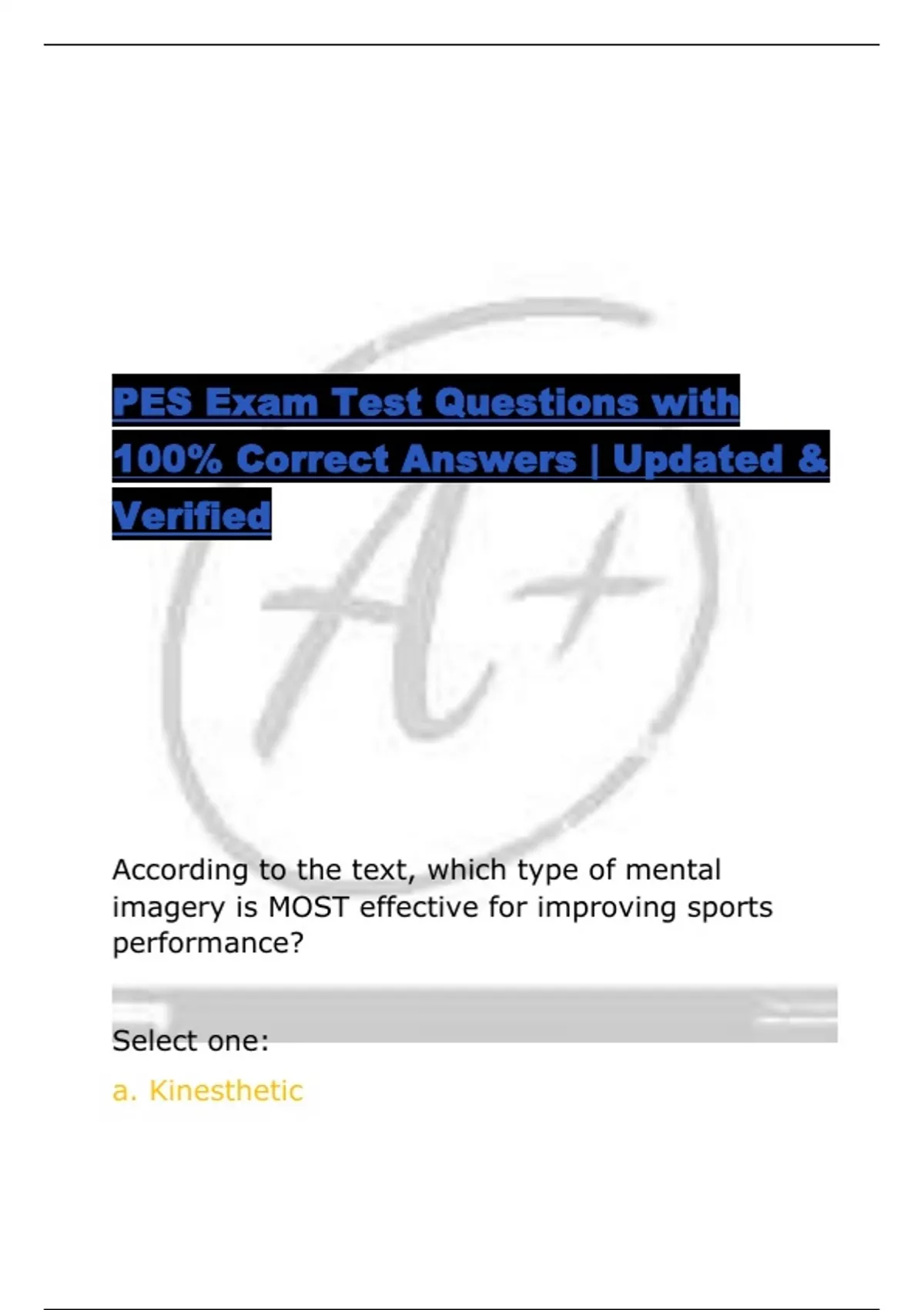 PES Exam Test Questions with 100% Correct Answers | Updated & Verified ...