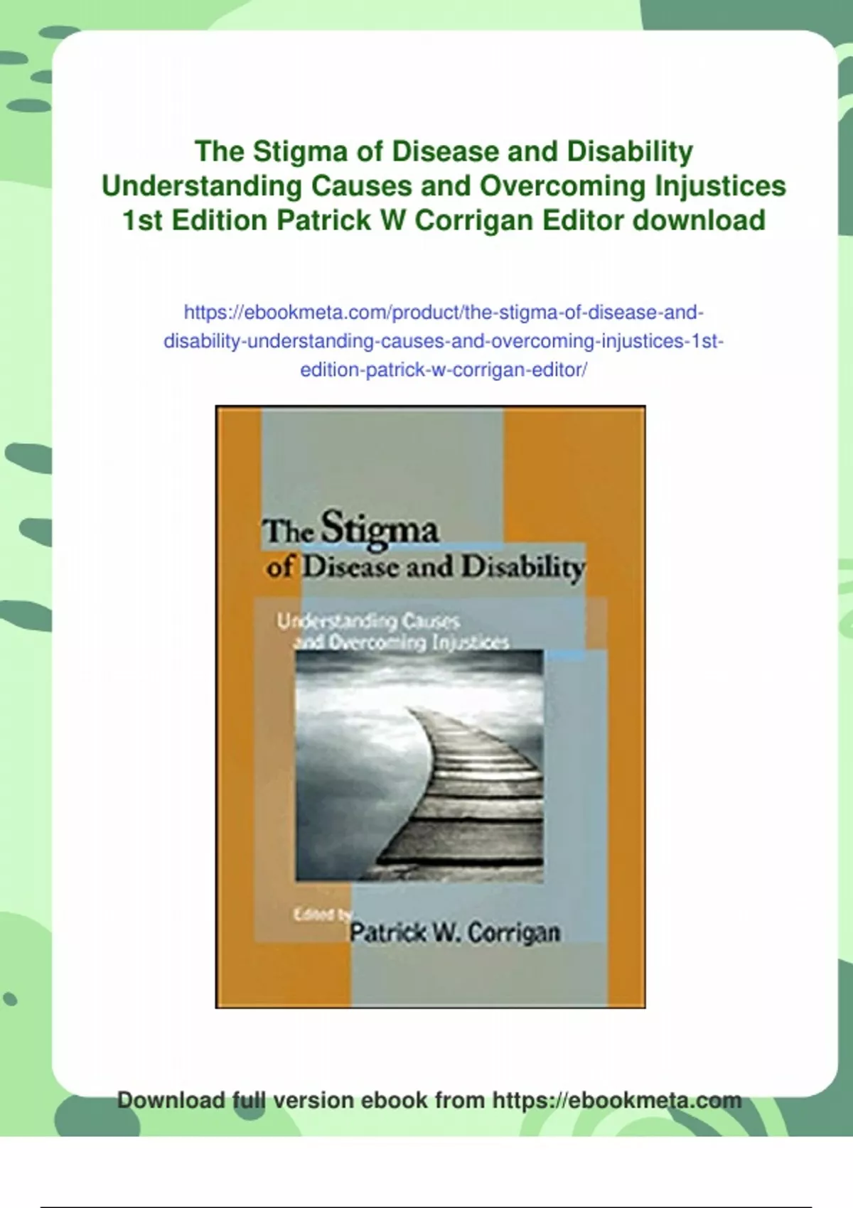 Summary The Stigma of Disease and Disability Understanding Causes and ...