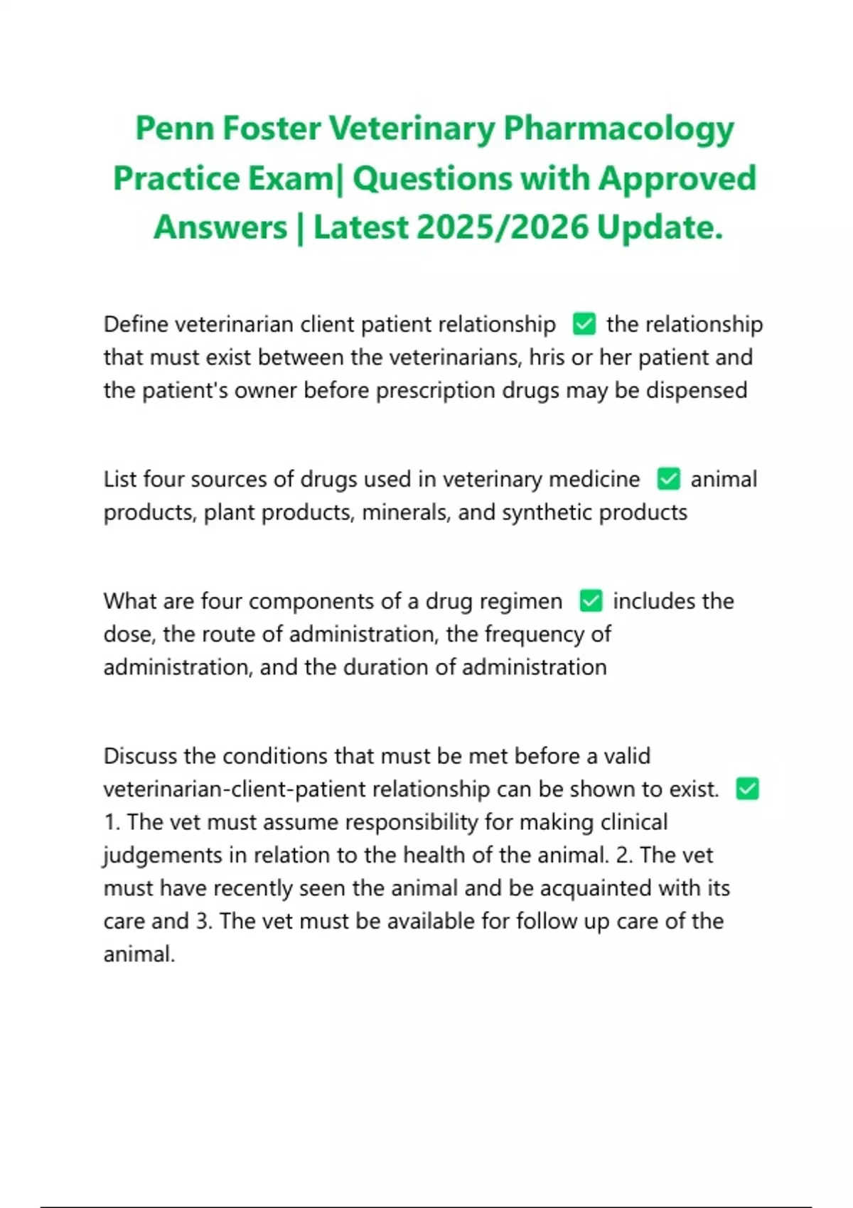 Penn Foster Veterinary Pharmacology Exams PACKAGE DEAL| BUNDLE contains ...