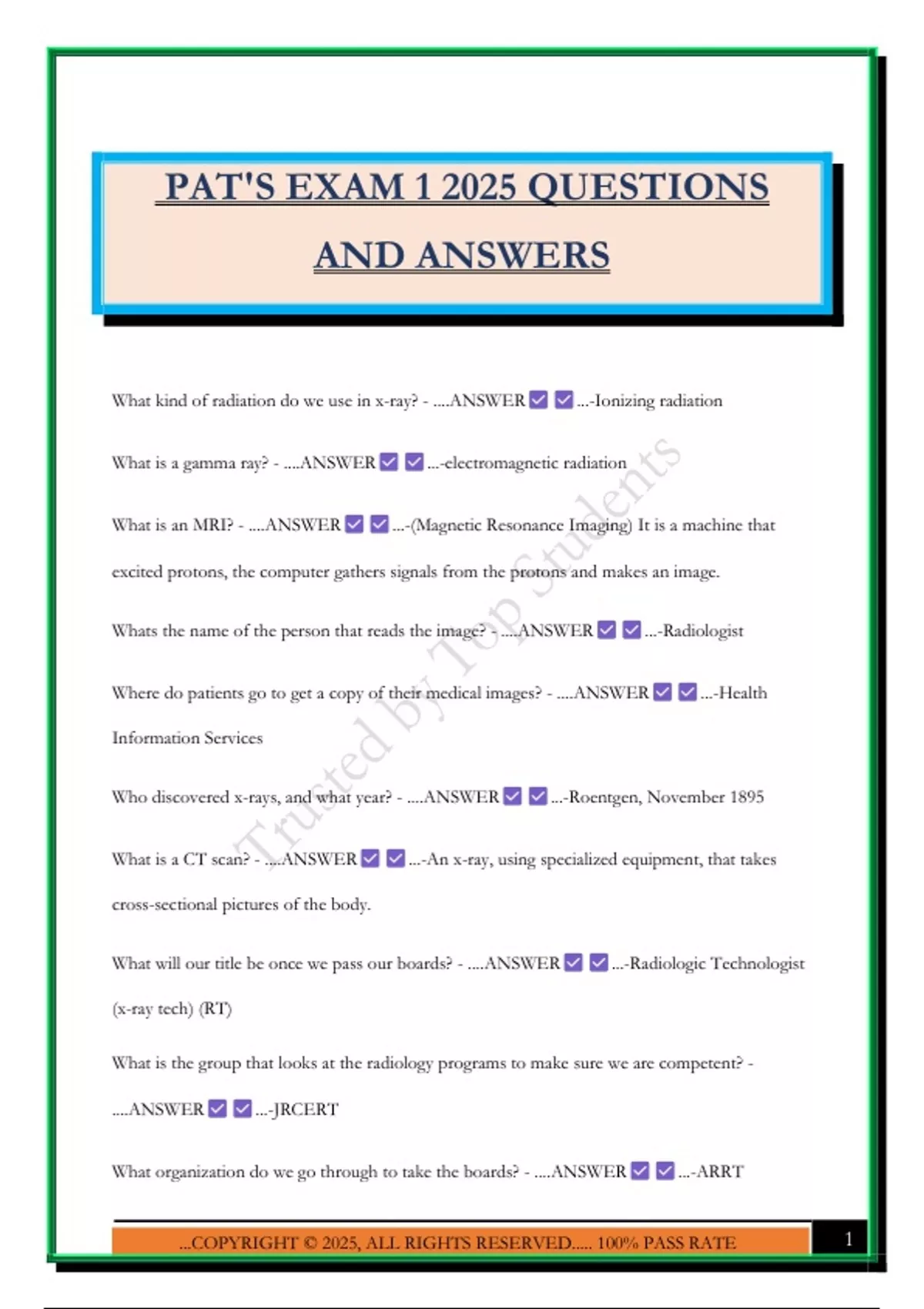 PAT Bundled Exams 2025 (Questions and Answers) - Stuvia US