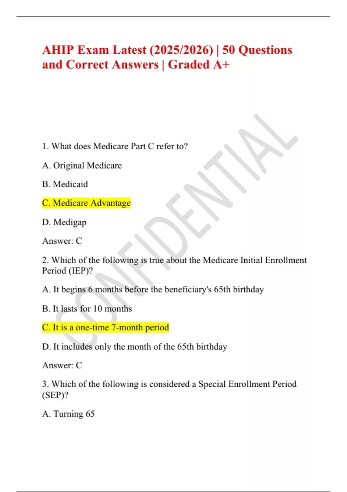 AHIP Exam Latest (2025/2026) | 50 Questions and Correct Answers ...