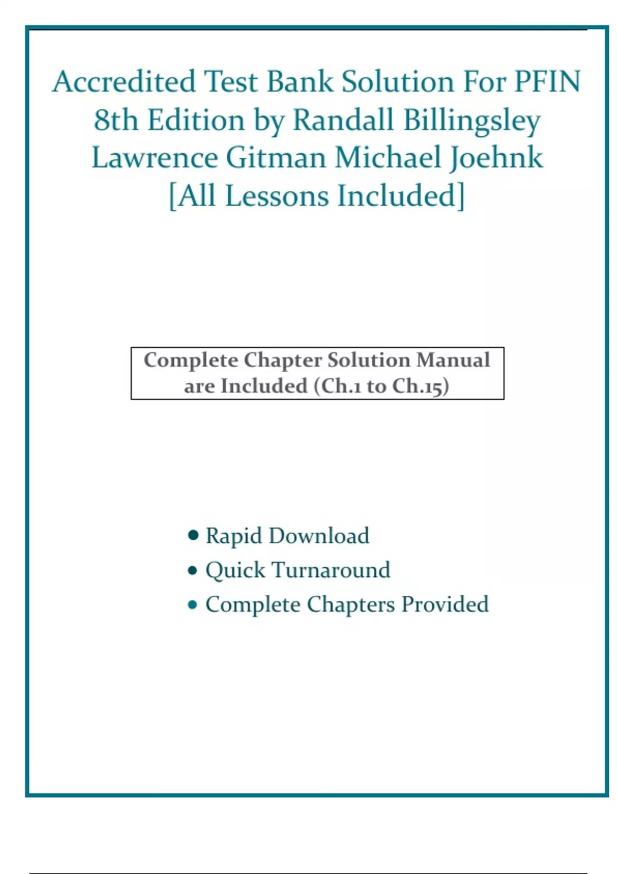 Accredited Test Bank Solution For PFIN 8th Edition by Randall ...