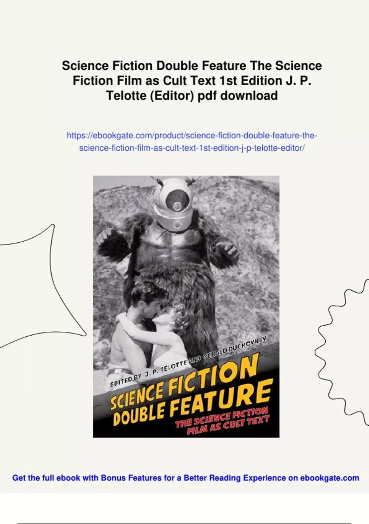 Summary Science Fiction Double Feature The Science Fiction Film as Cult ...