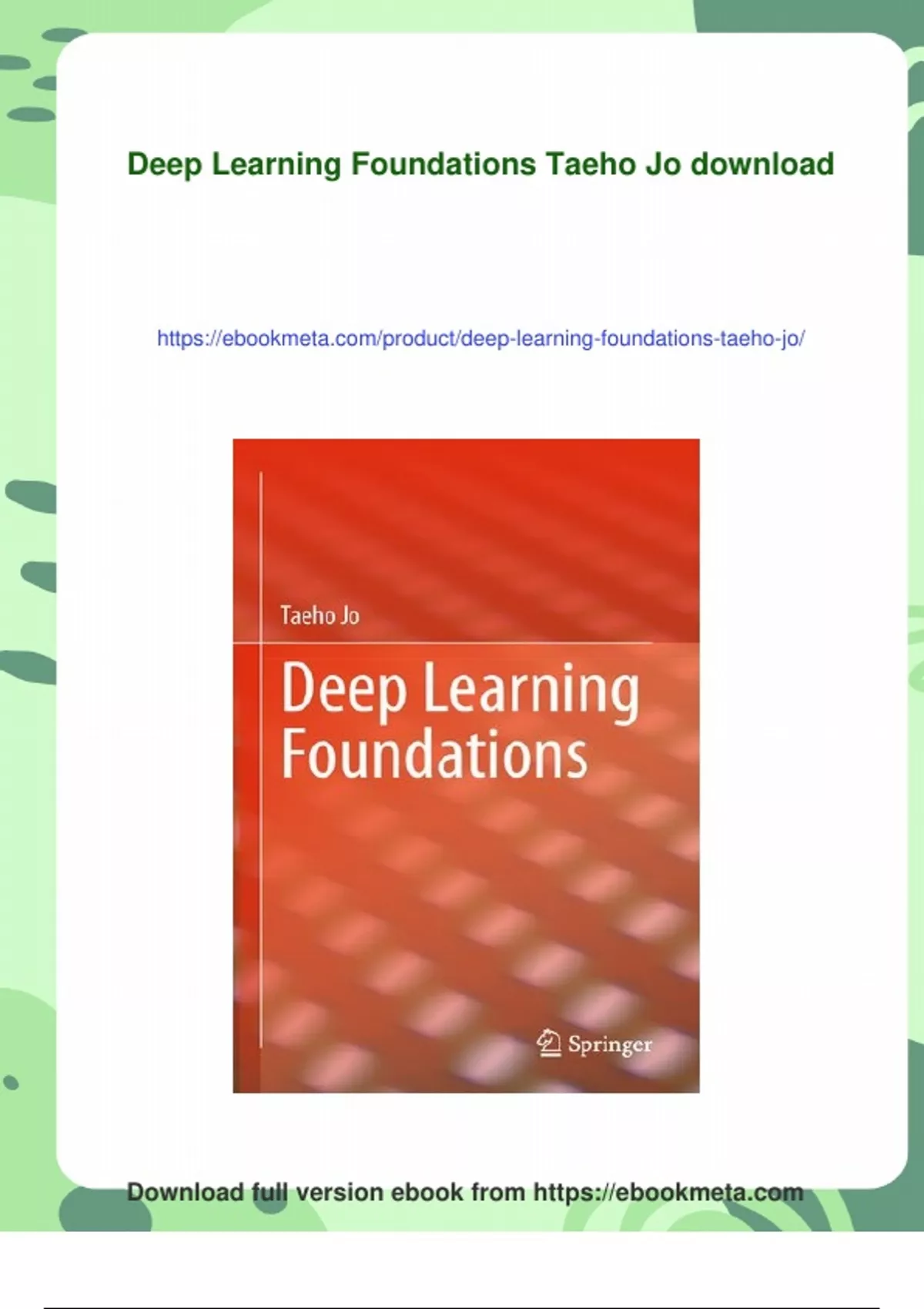 Summary Deep Learning Foundations Taeho Jo - Instant Download ...