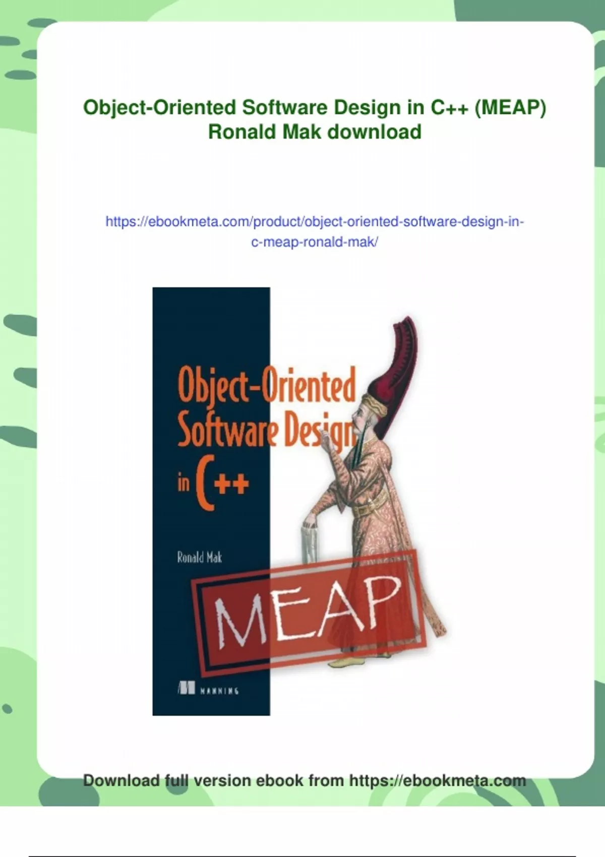 Summary Object-Oriented Software Design in C++ (MEAP) Ronald Mak - Instant Download - Ebookmeta ...