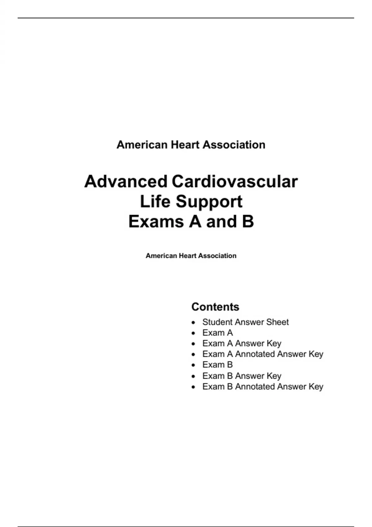 Advanced Cardiovascular Life Support (ACLS) Exams A & B – American ...