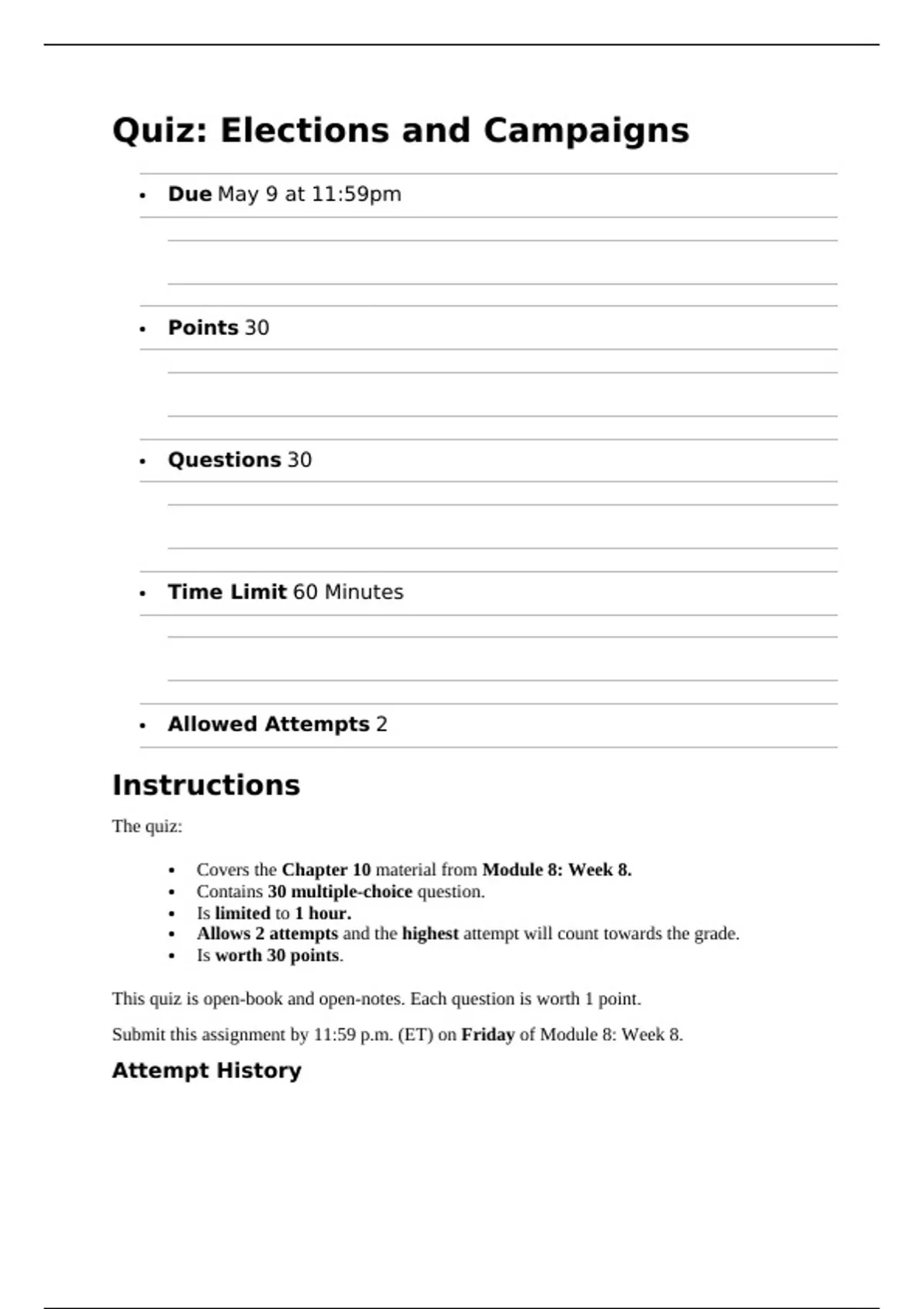 GOVT 220 Module 8: Week 8 Quiz: Elections and Campaigns|Latest 100% ...