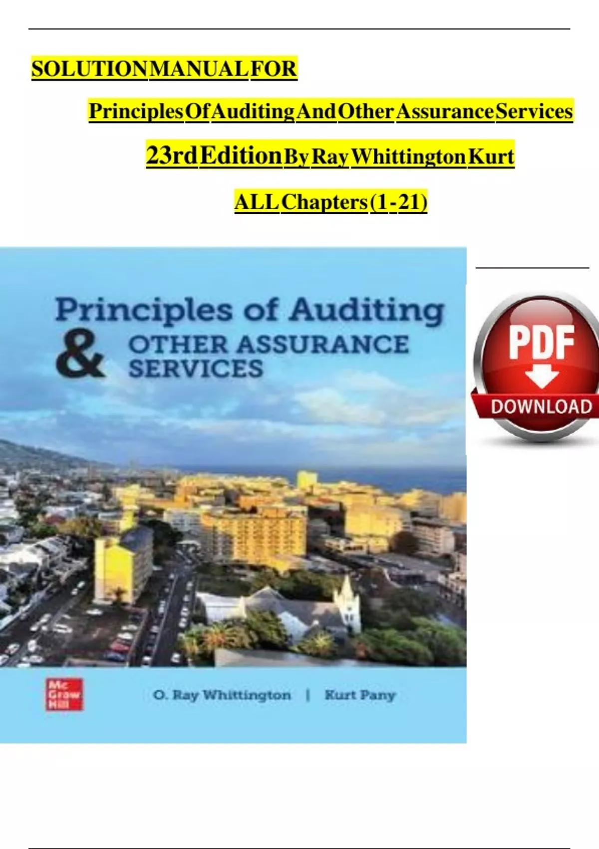 Solution Manual for Principles of Auditing and Other Assurance Services, 23rd Edition 2025, by ...