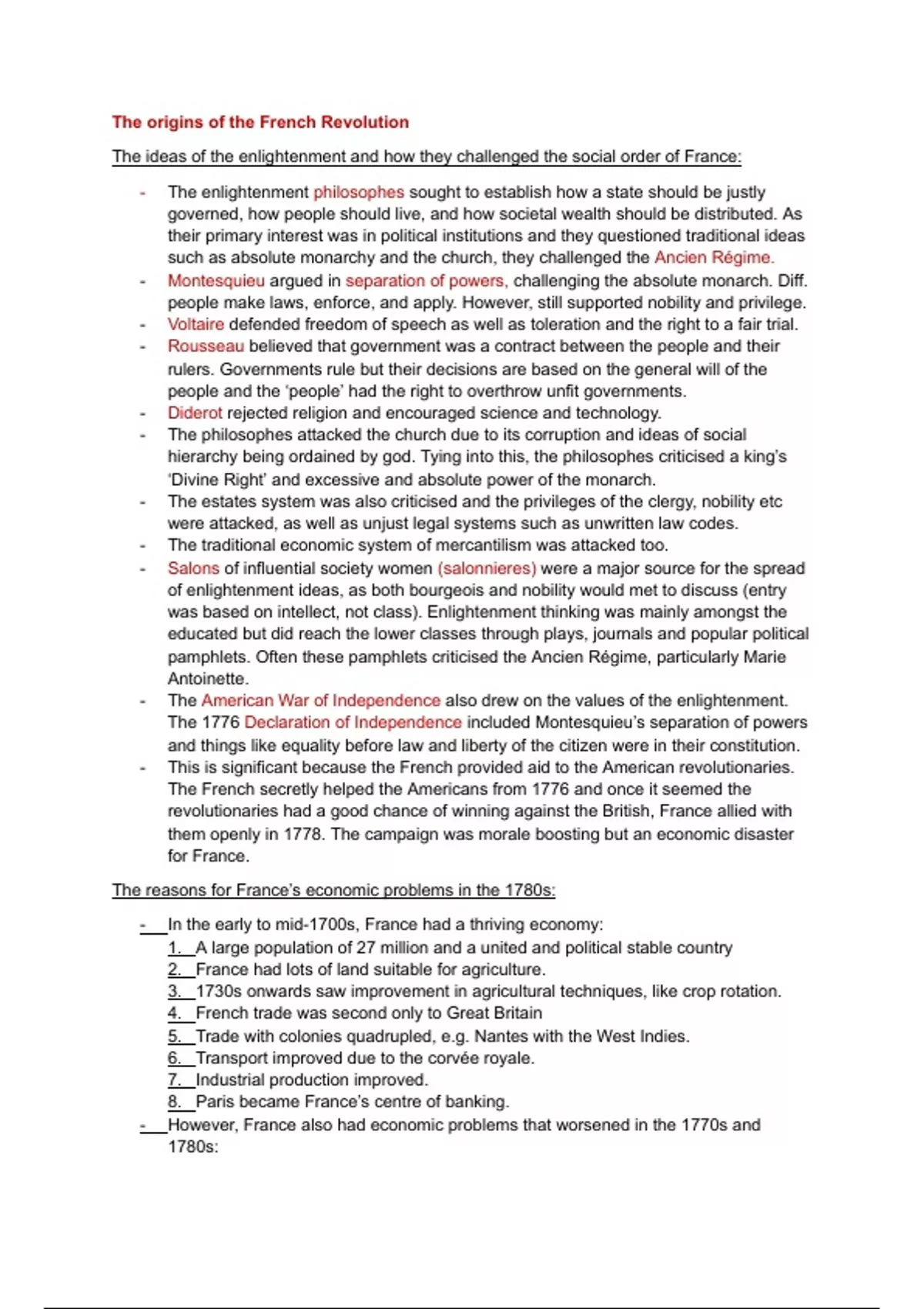 Summary The origins of the French Revolution notes and timeline ...