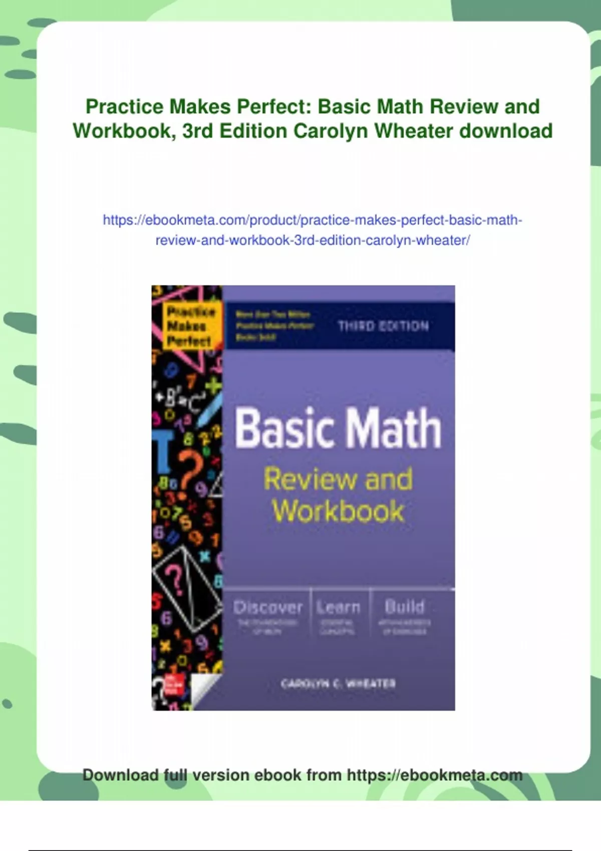 Summary Practice Makes Perfect: Basic Math Review and Workbook, 3rd ...