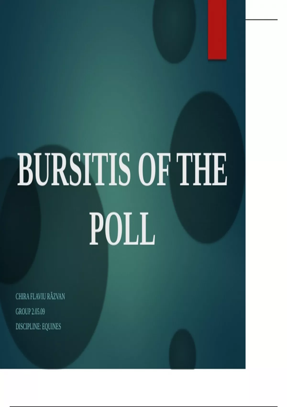 Cervical bursitis in horses - Veterinary surgery - Stuvia US