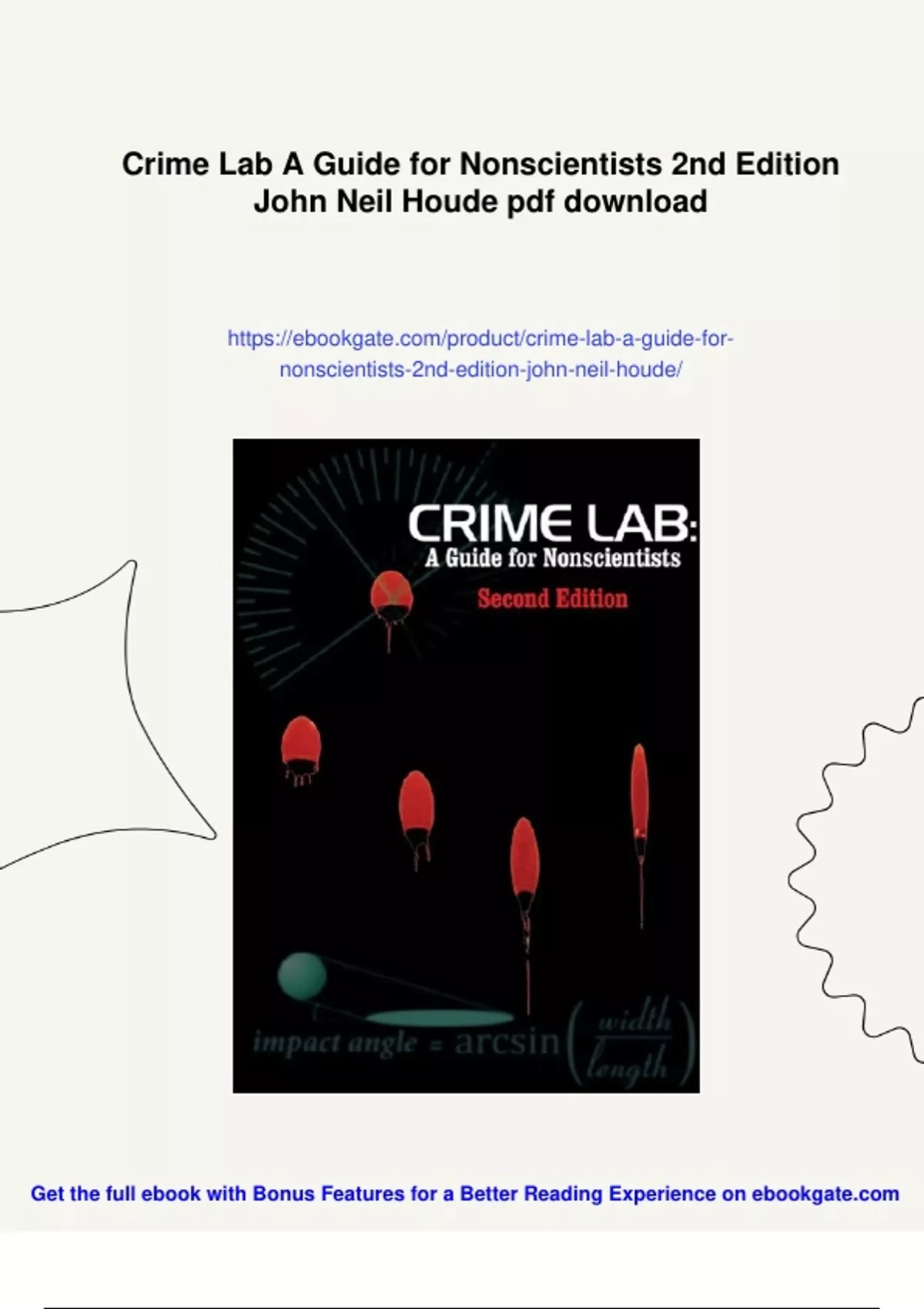 Summary Crime Lab A Guide for Nonscientists 2nd Edition John Neil Houde ...