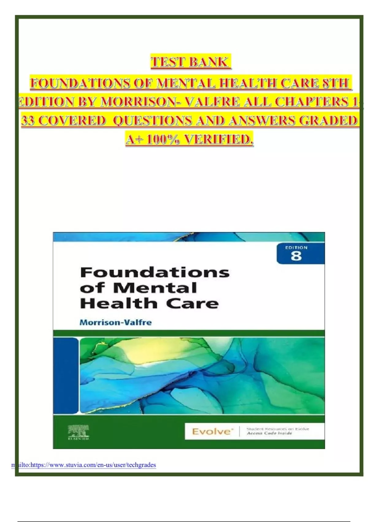 TEST BANK FOUNDATIONS OF MENTAL HEALTH CARE 8TH EDITION BY MORRISON ...