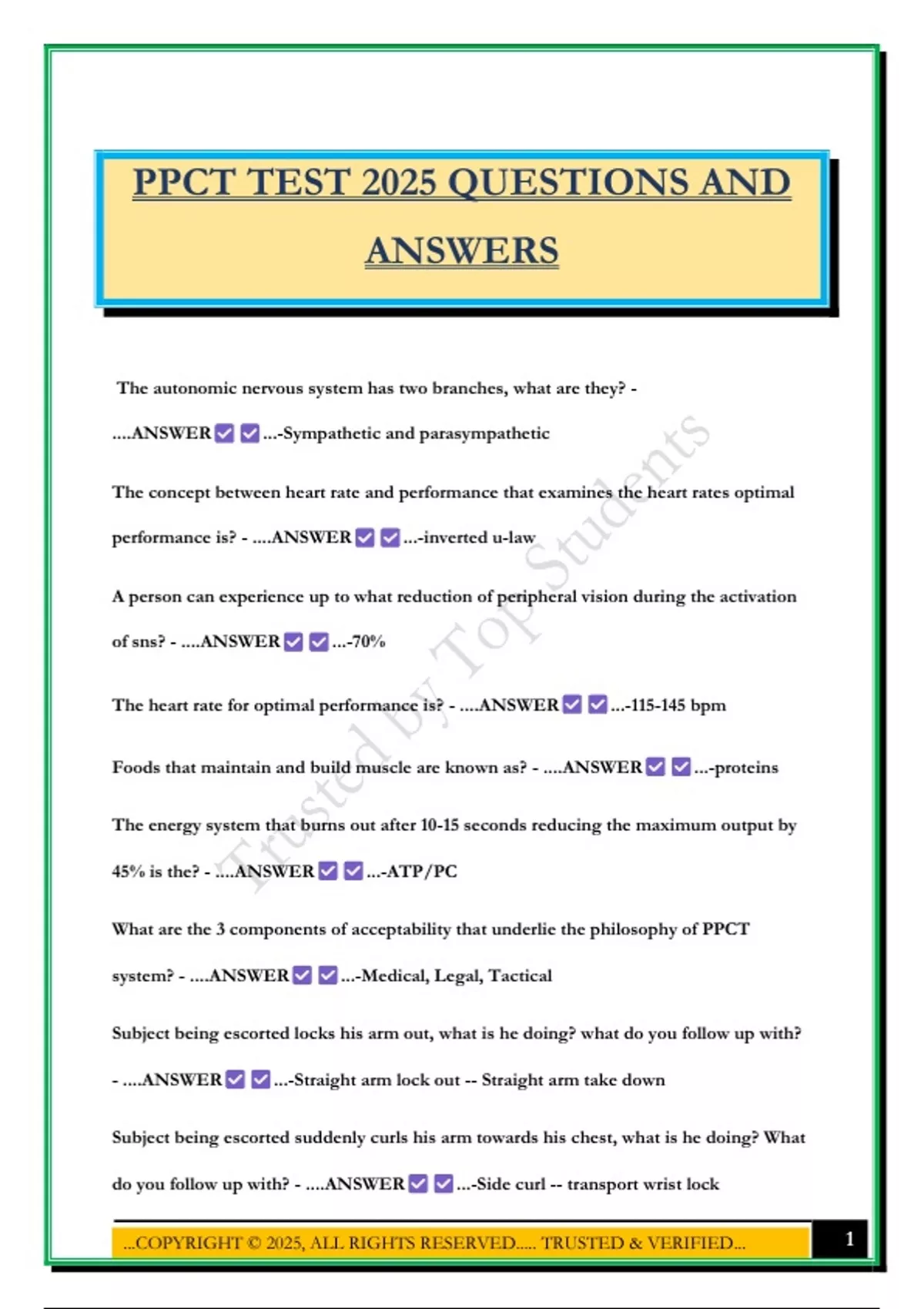 PPCT TEST 2025 QUESTIONS AND ANSWERS - Ppct - Stuvia NL