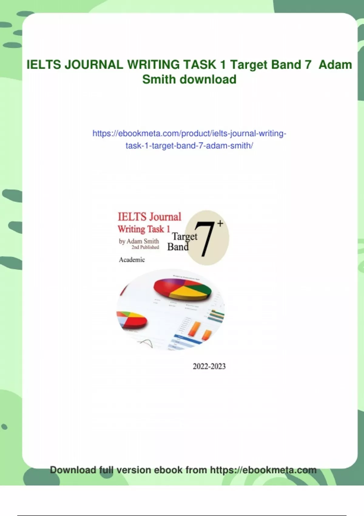 Summary IELTS JOURNAL WRITING TASK 1 Target Band 7 Adam Smith - Instant ...