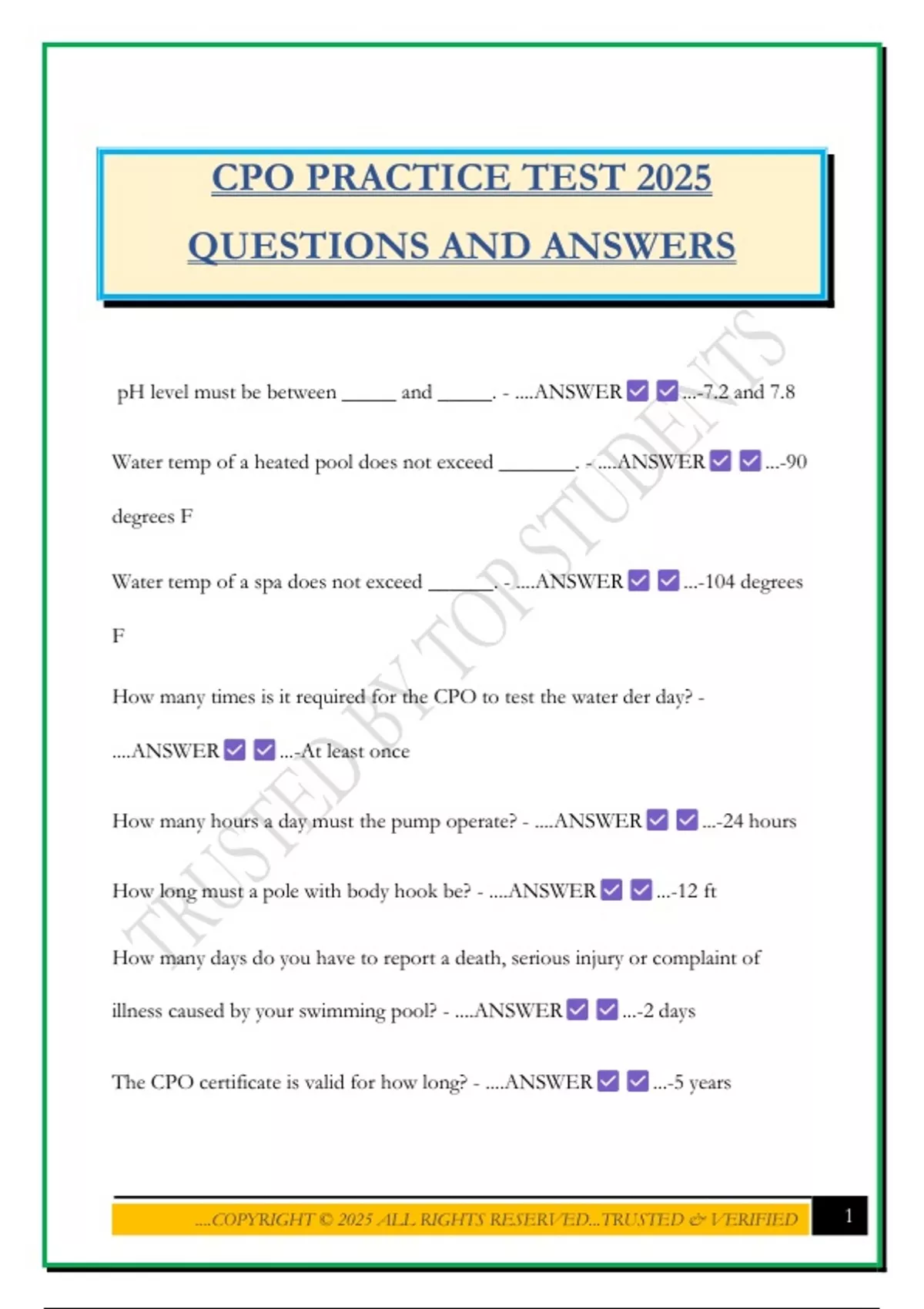 CPO PRACTICE TEST 2025 QUESTIONS AND ANSWERS - CPO - Stuvia US