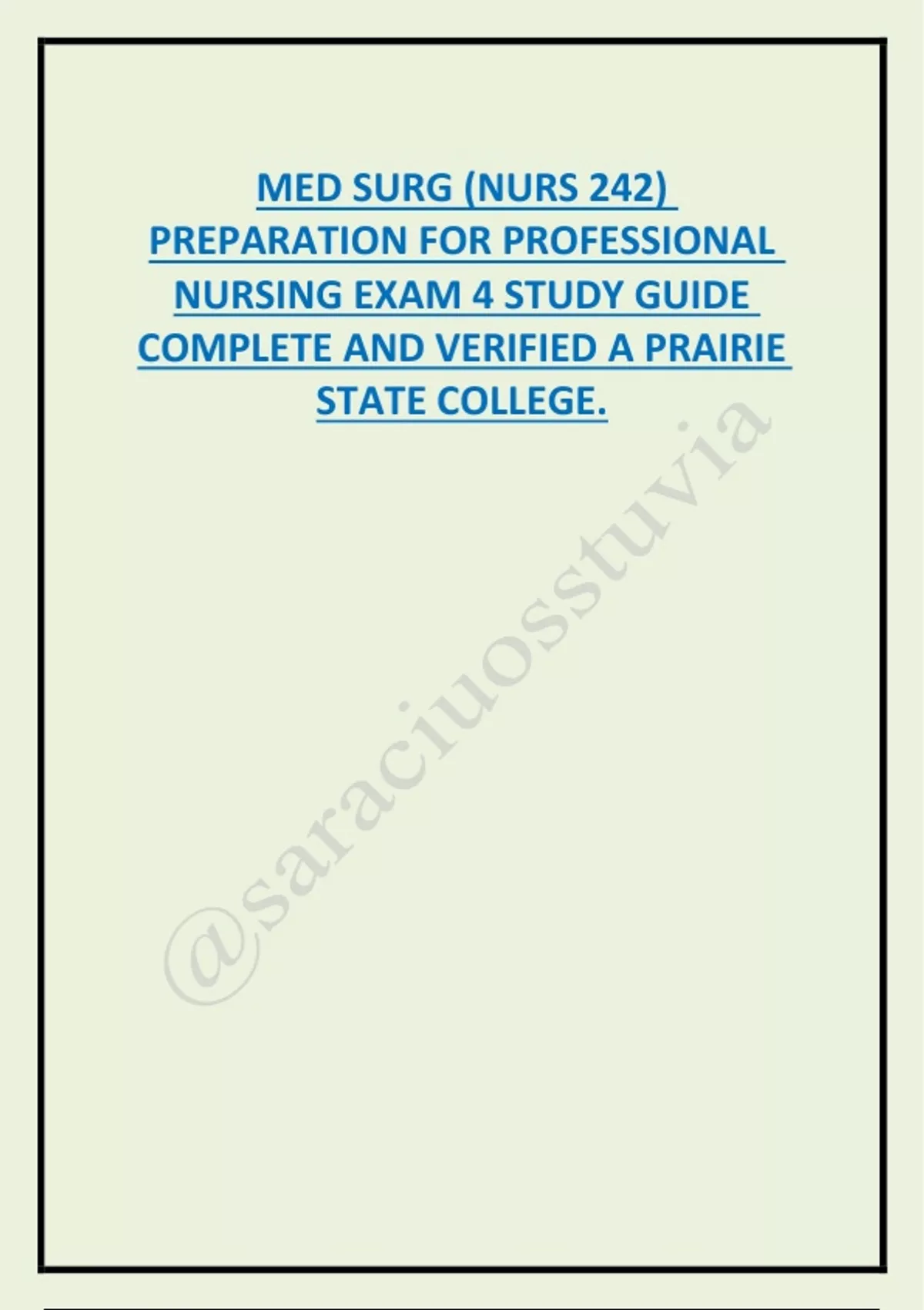 NUR 242 Exam 4 Study Guide – Prairie State College – Complete Cardiac ...