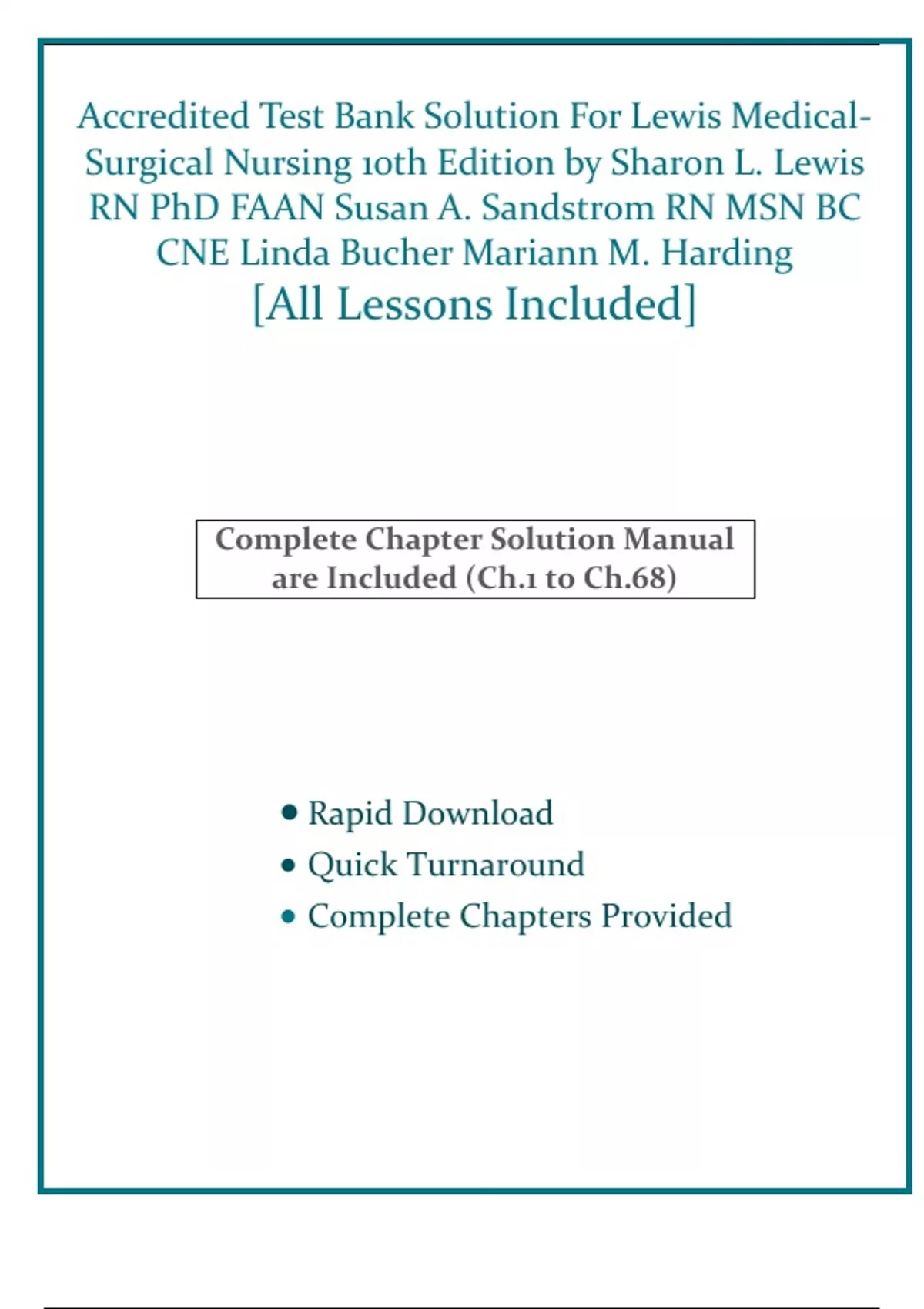 Accredited Test Bank Solution For Lewis Medical-Surgical Nursing 10th ...