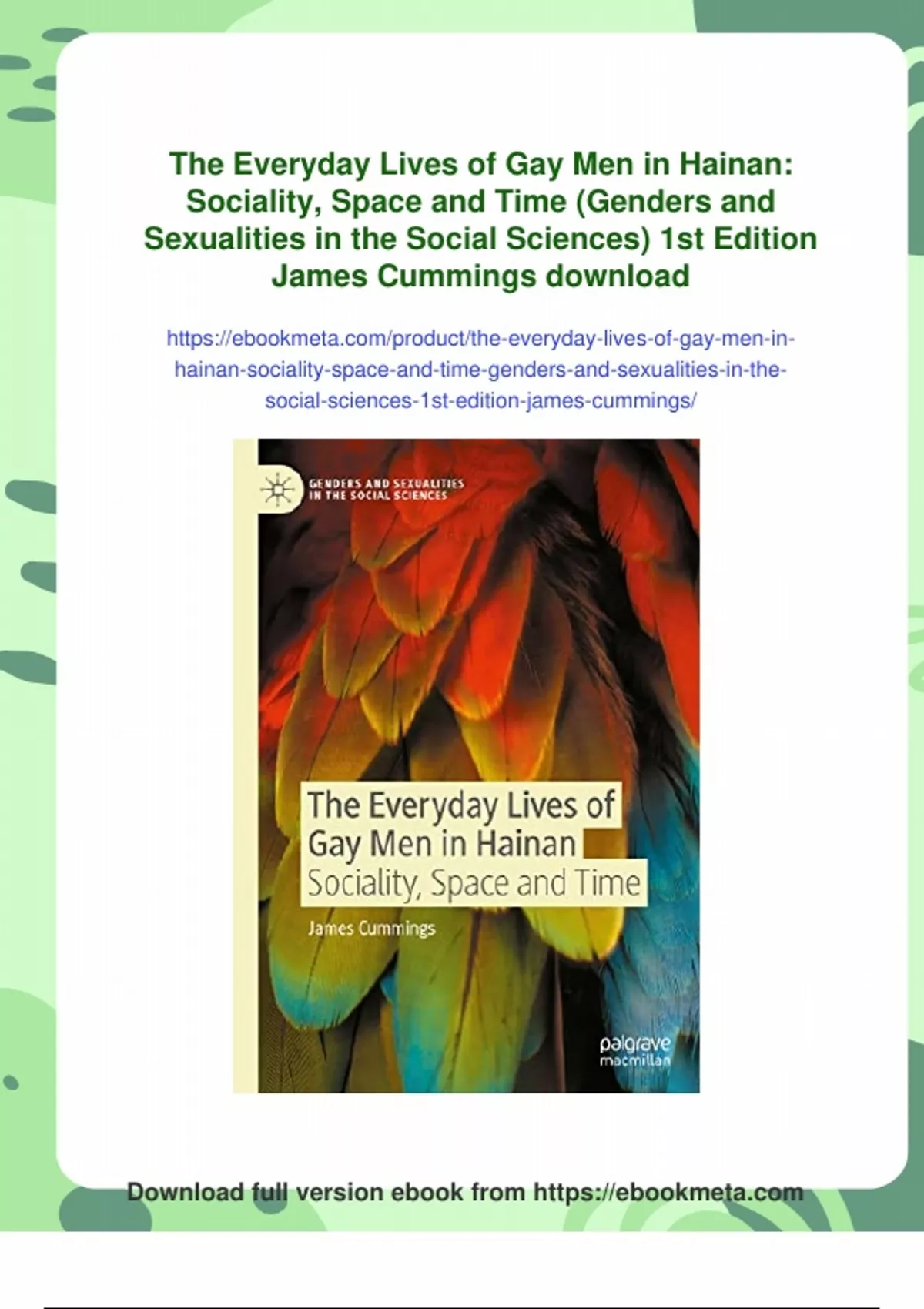 Summary The Everyday Lives of Gay Men in Hainan: Sociality, Space and ...