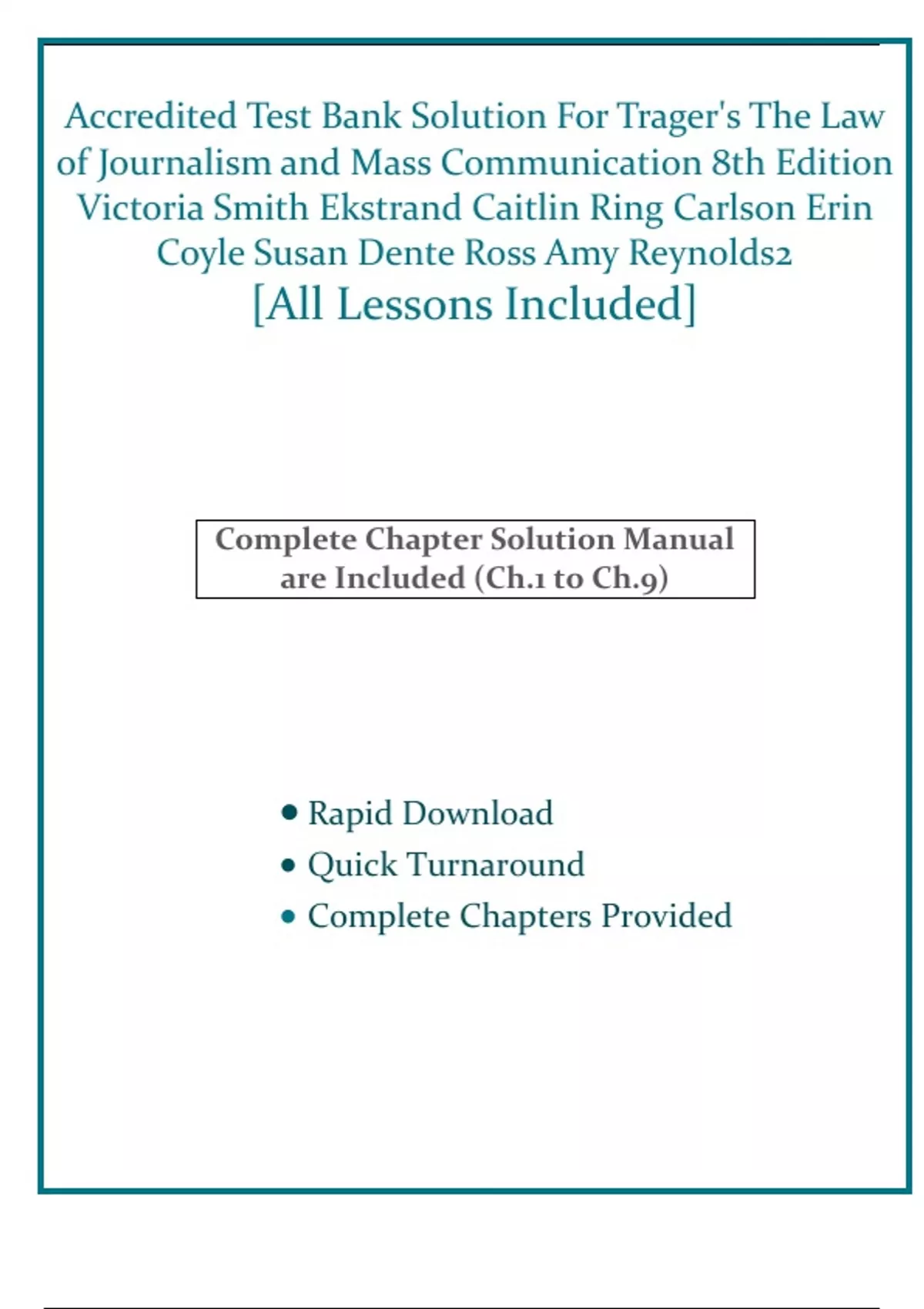 Accredited Test Bank Solution For Trager's The Law of Journalism and ...