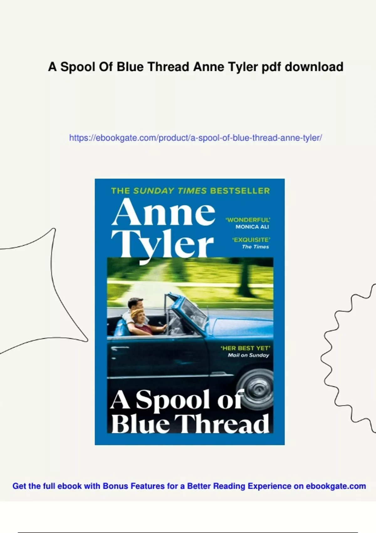 Summary A Spool Of Blue Thread Anne Tyler - Digital Download ...