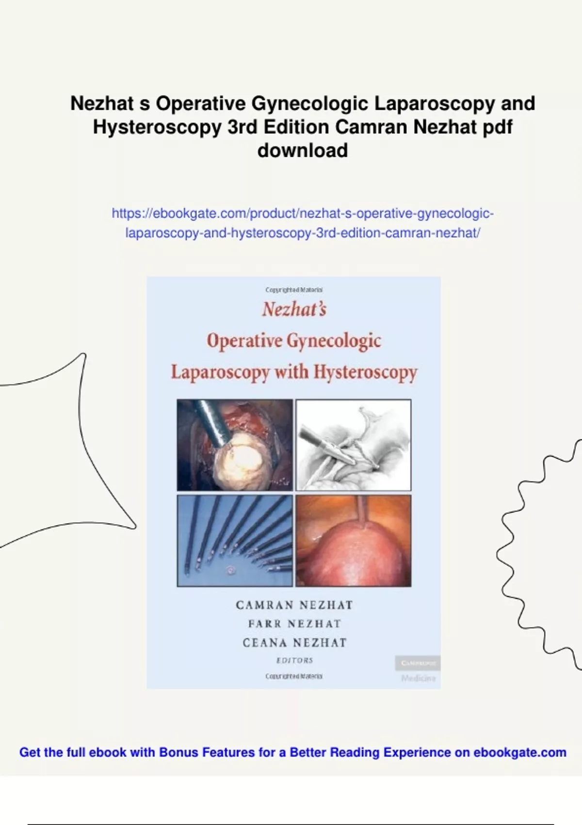 Summary Nezhat s Operative Gynecologic Laparoscopy and Hysteroscopy 3rd ...