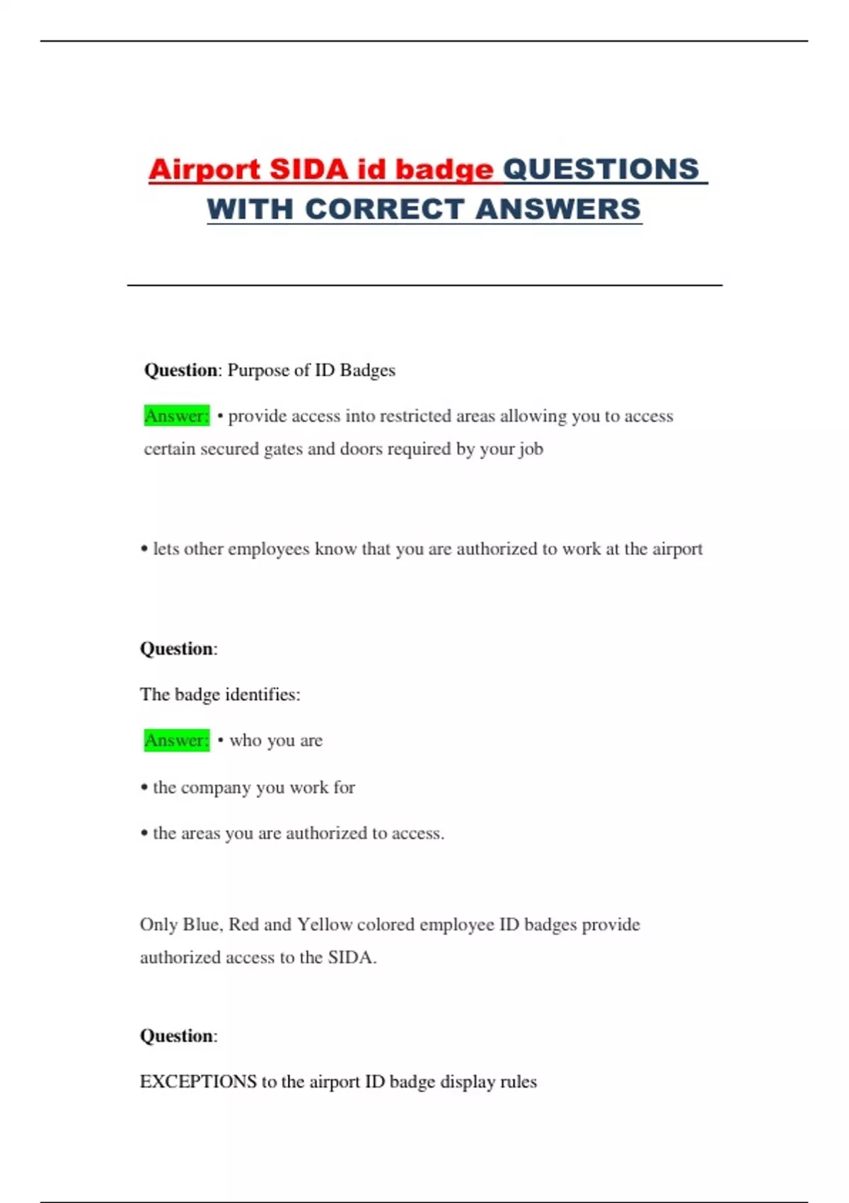 Airport SIDA ID Badge – Complete Question and Answer Guide for DFW ...