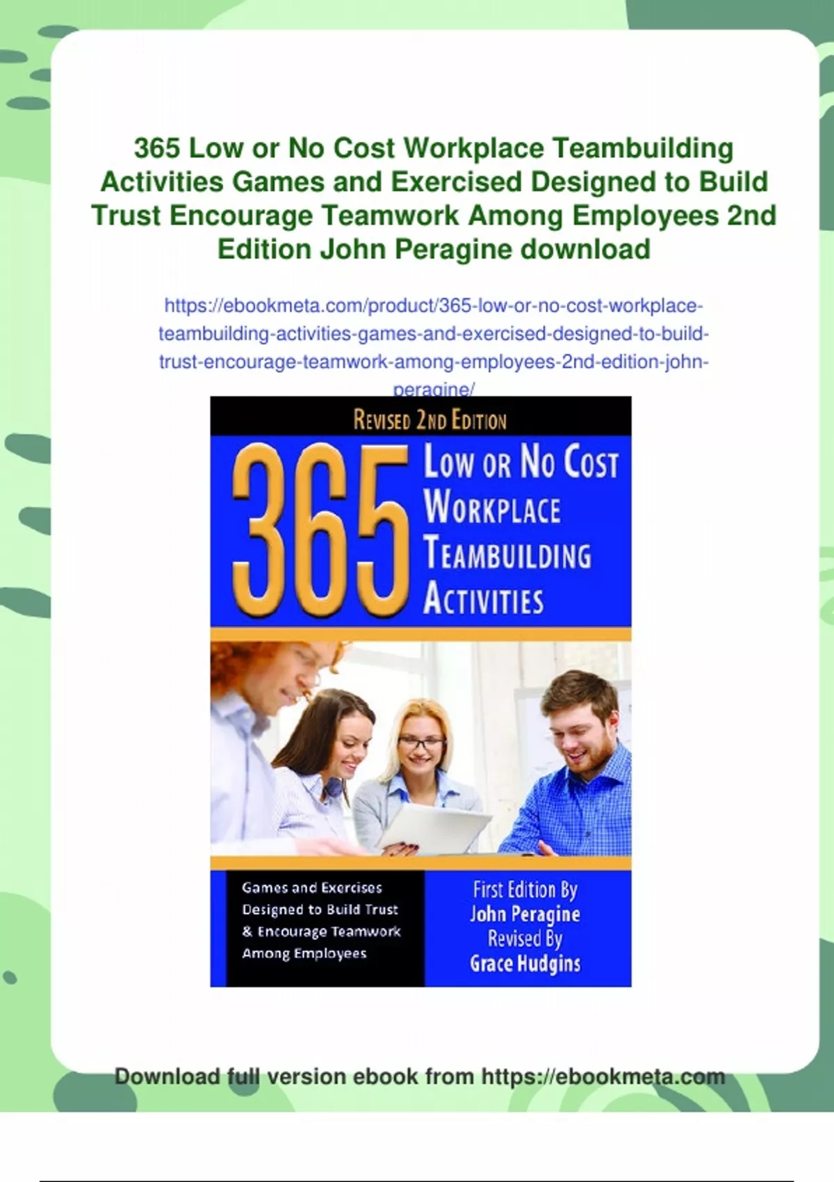 Summary 365 Low or No Cost Workplace Teambuilding Activities Games and ...
