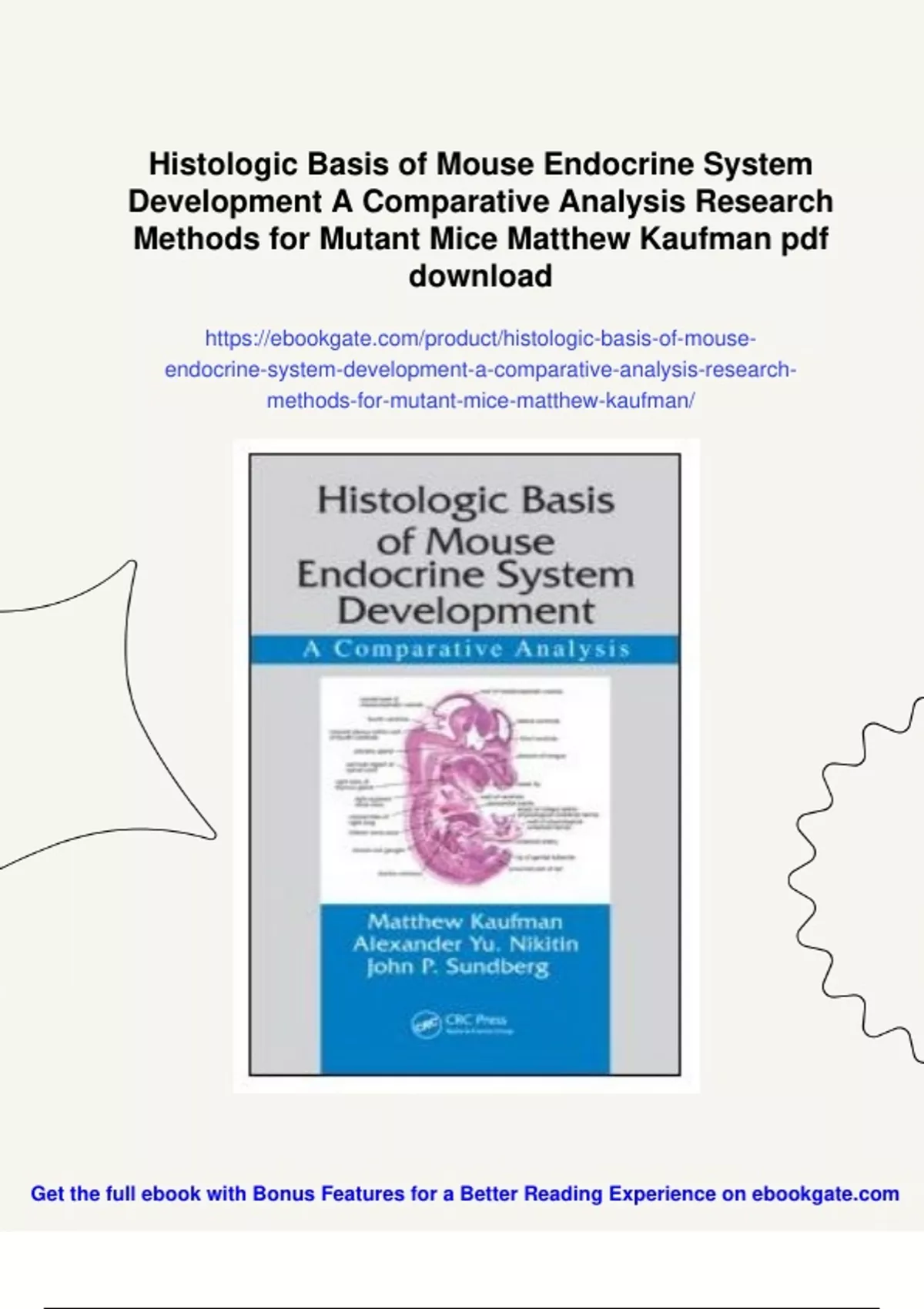 Summary Histologic Basis of Mouse Endocrine System Development A ...
