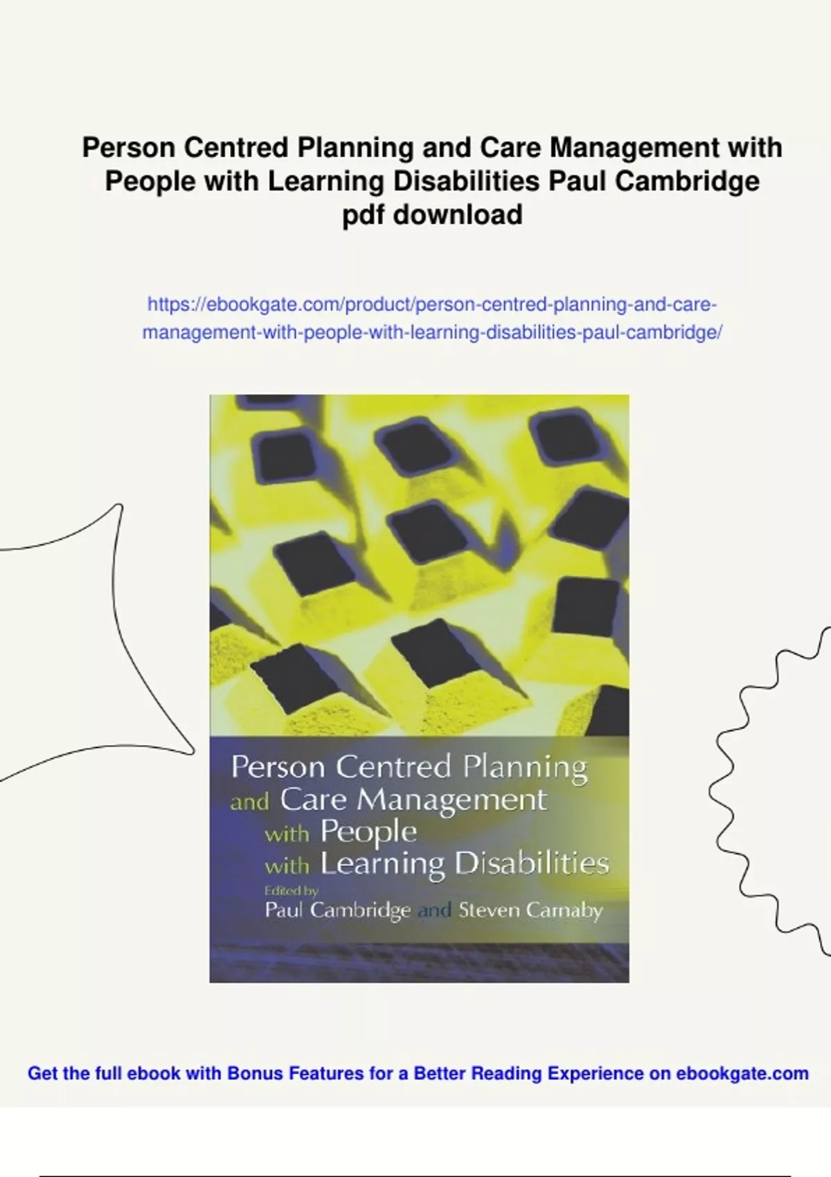 Summary Person Centred Planning and Care Management with People with ...
