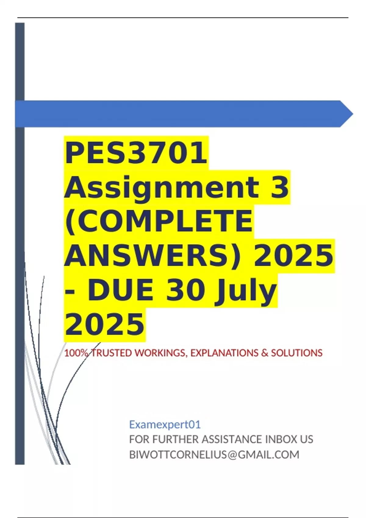 PES3701 Assignment 3 (COMPLETE ANSWERS) 2025 - DUE 30 July 2025 ...