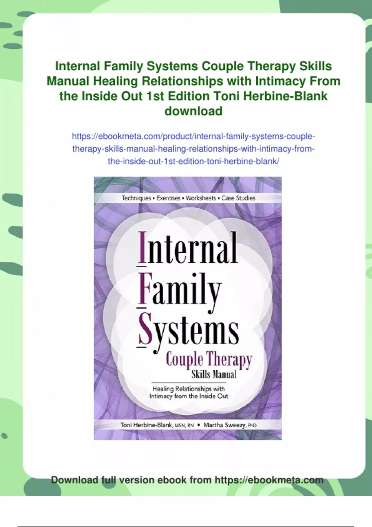 Summary Internal Family Systems Couple Therapy Skills Manual Healing ...