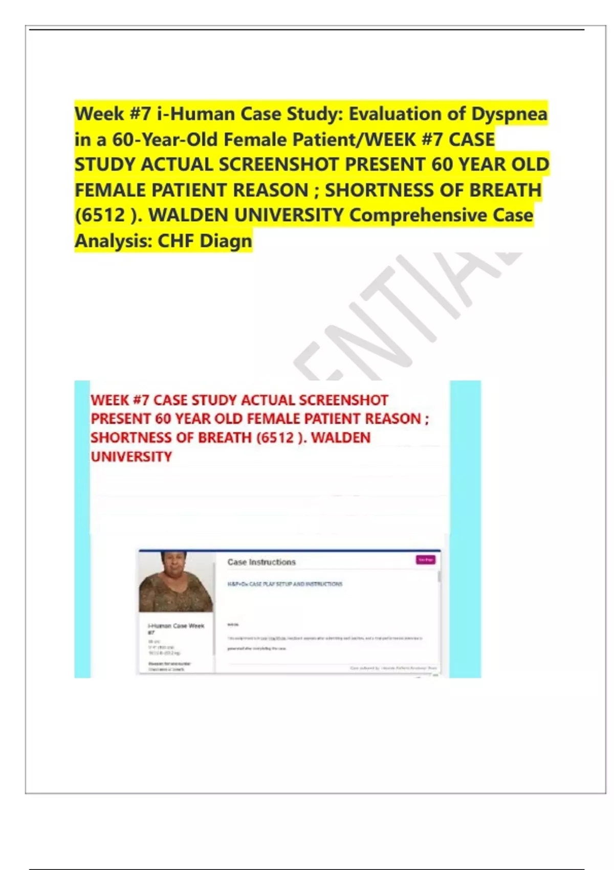 Week #7 i-Human Case Study: Evaluation of Dyspnea in a 60-Year-Old ...