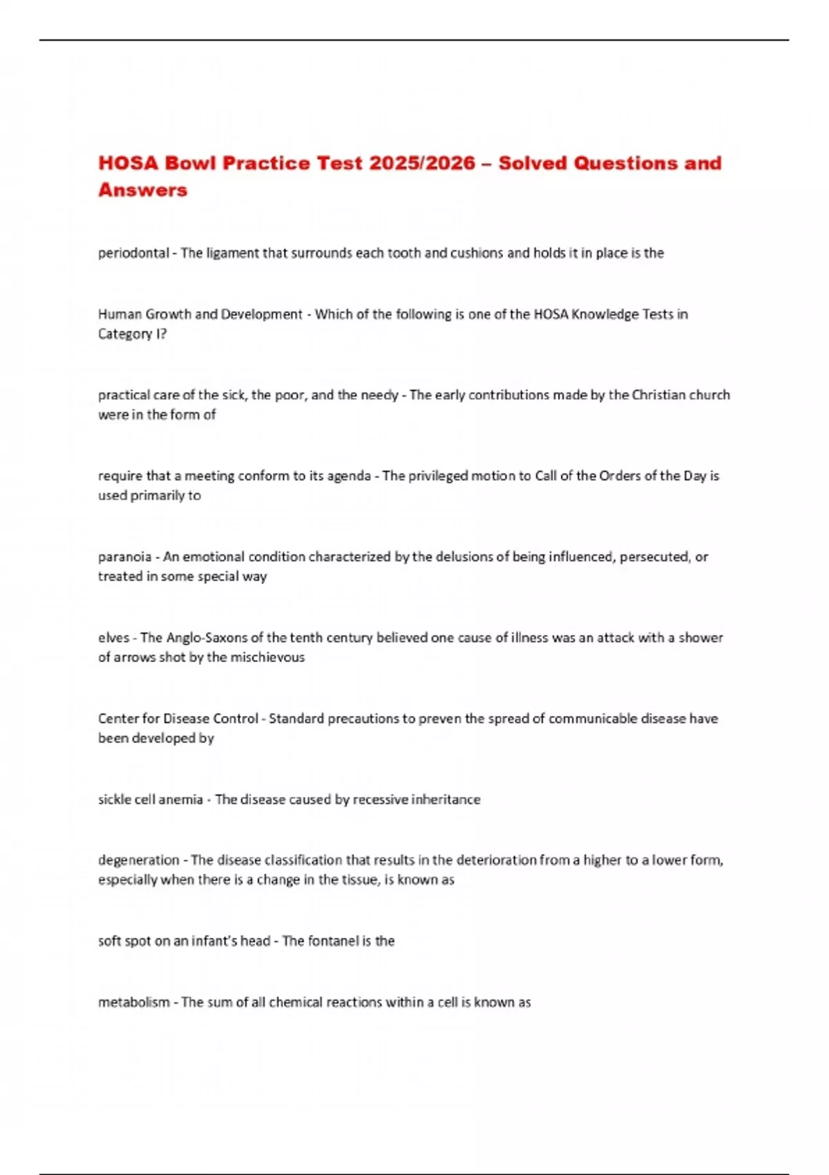 HOSA Bowl Practice Test 2025/2026 – Solved Questions and Answers - HOSA ...